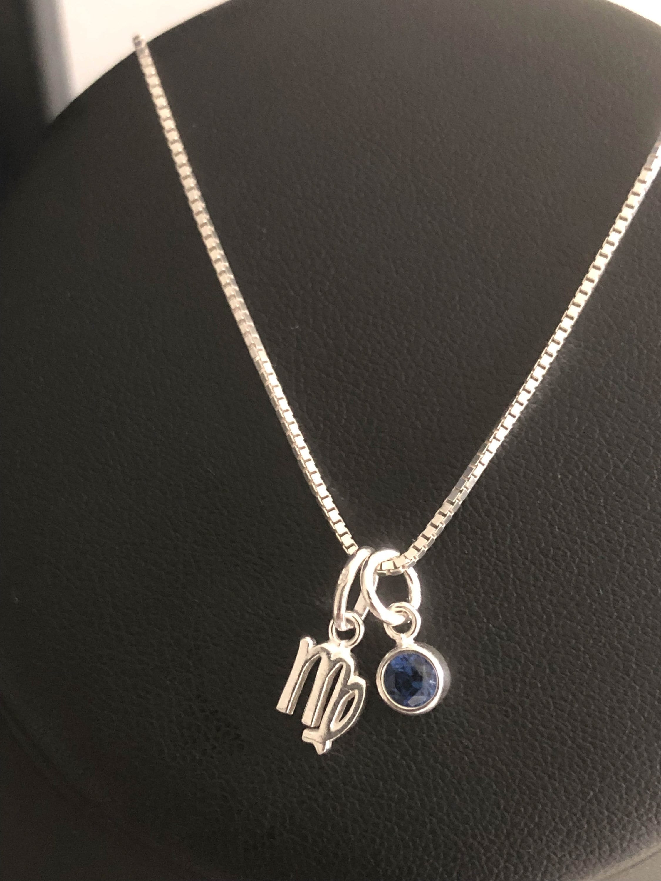 Petite Virgo Necklace, Sterling Silver Virgo Pendant, August Birthstone ...