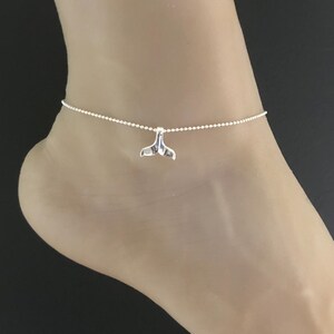 Whale Tail Anklet, Sterling Silver Beaded Ankle Bracelet, Good Luck ...