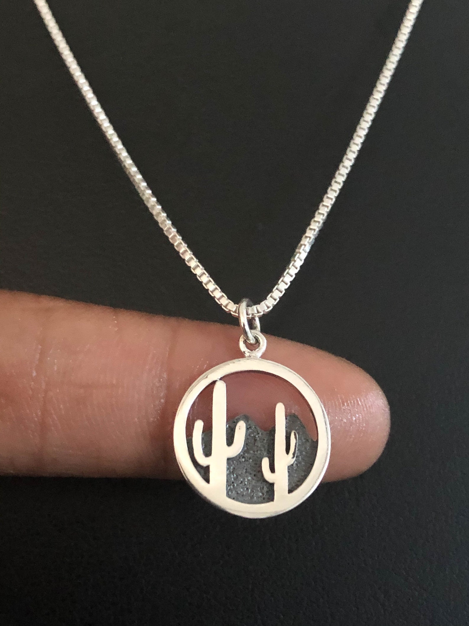 Cactus Necklace, Sterling Silver Cactus Pendant, Wild Forest Plant ...