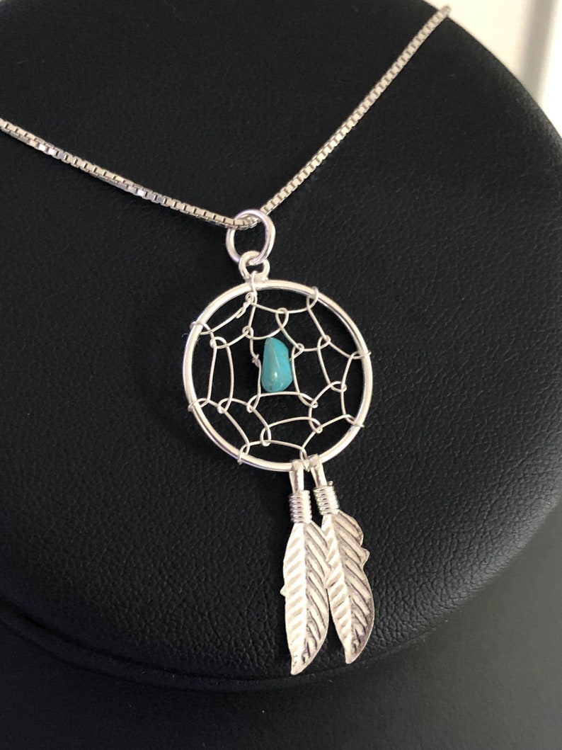 Dream Catcher Necklace Sterling Silver Feather Necklace - Etsy