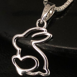 Rabbit Necklace, Sterling Silver Bunny Pendant, Delicate Rabbit Charm ...