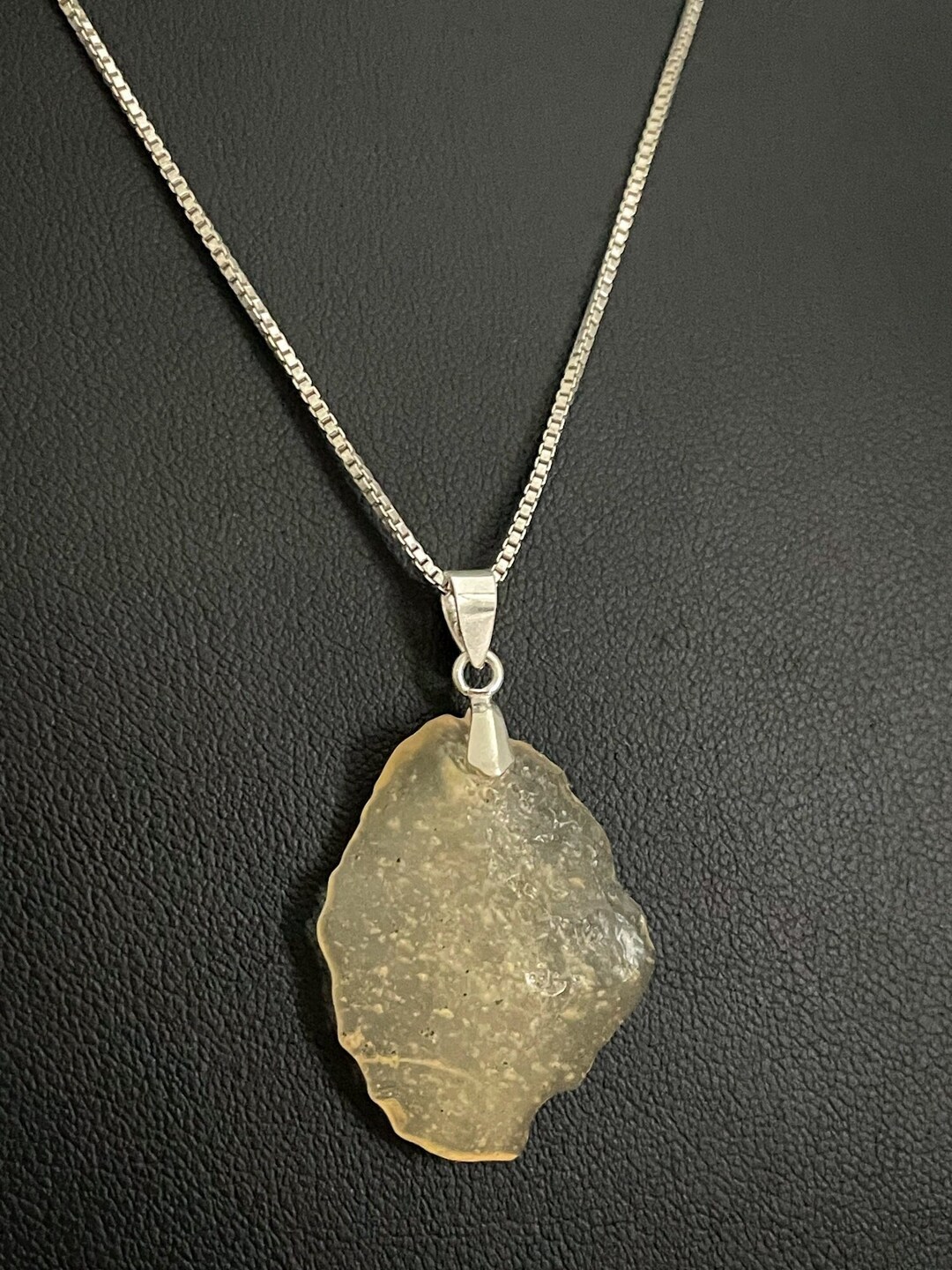 Genuine Libyan Desert Glass Pendant, Sterling Silver Golden Tektite ...