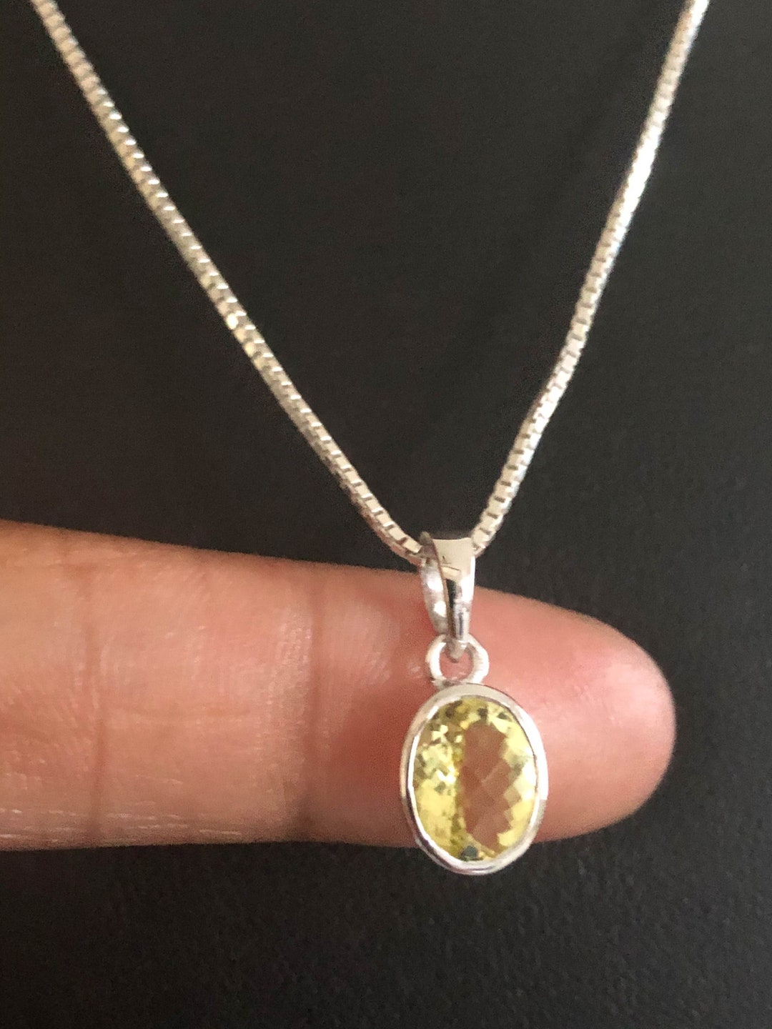 Genuine Lemon Topaz Necklace, Sterling Silver Topaz Pendant, November ...