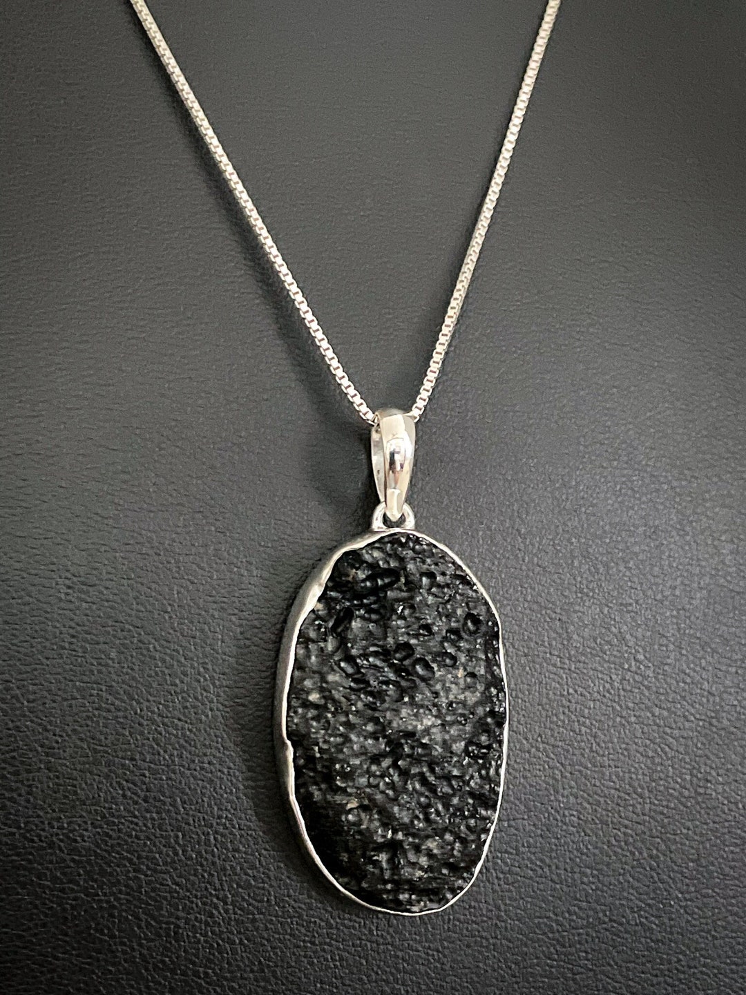 Genuine Tektite Pendant, Sterling Silver Tektite Necklace, Raw Tektite ...