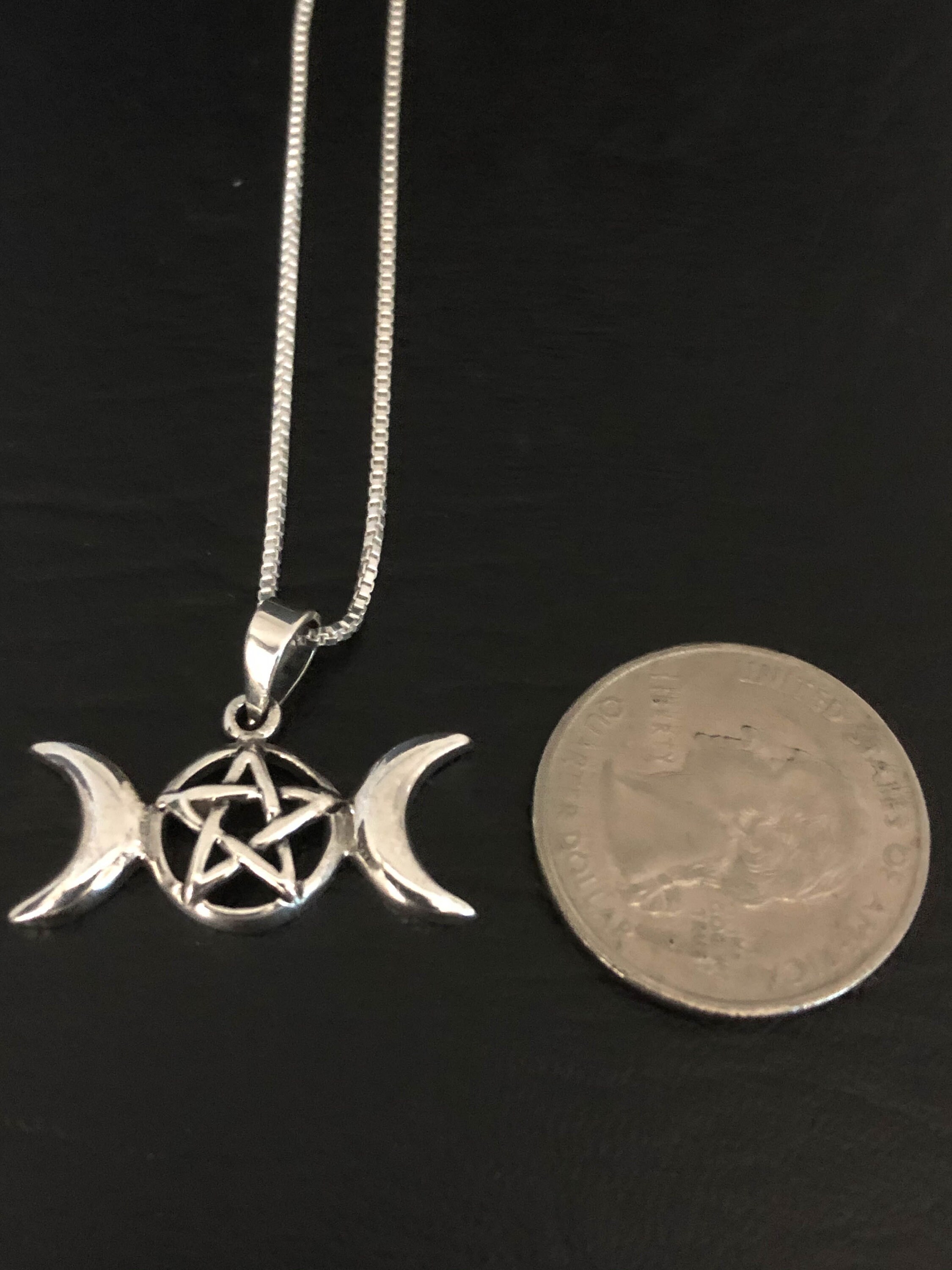 Triple Moon Necklace Sterling Silver Triple Moon Pendant | Etsy