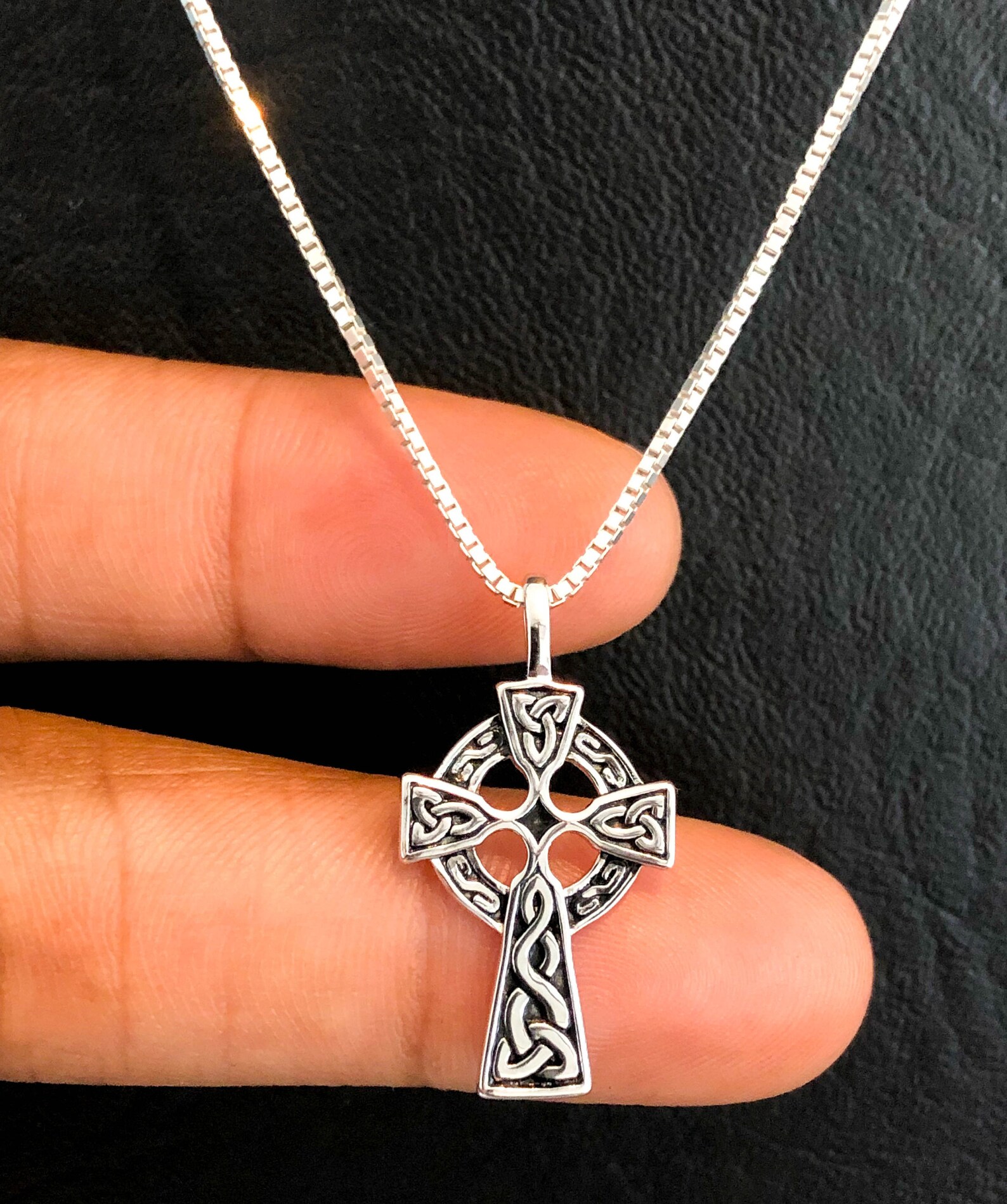 Trinity Celtic Cross Necklace, Sterling Silver Triquetra Cross Necklace ...