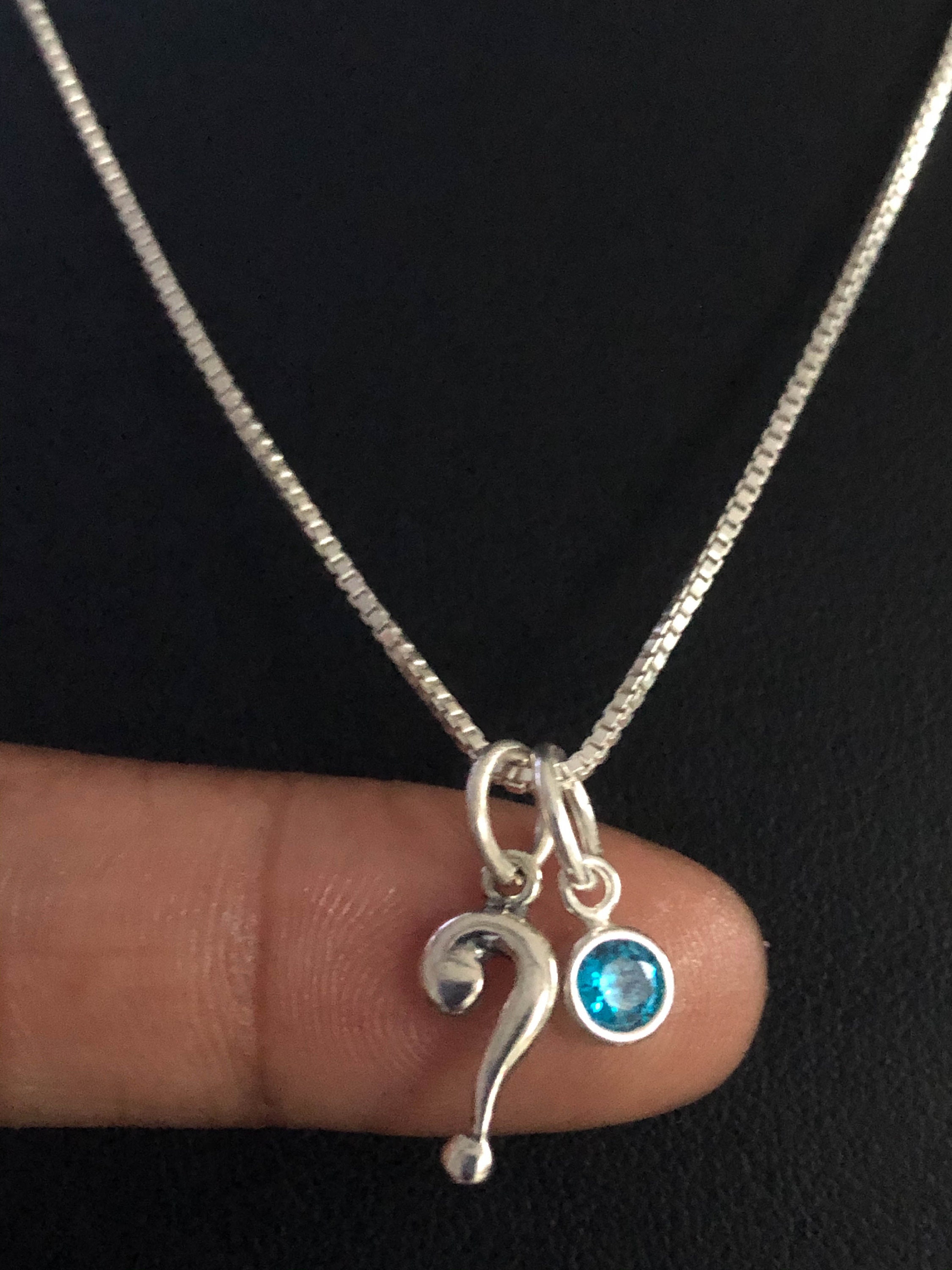 Question Mark Necklace, Sterling Silver Question Mark Pendant, Family ...