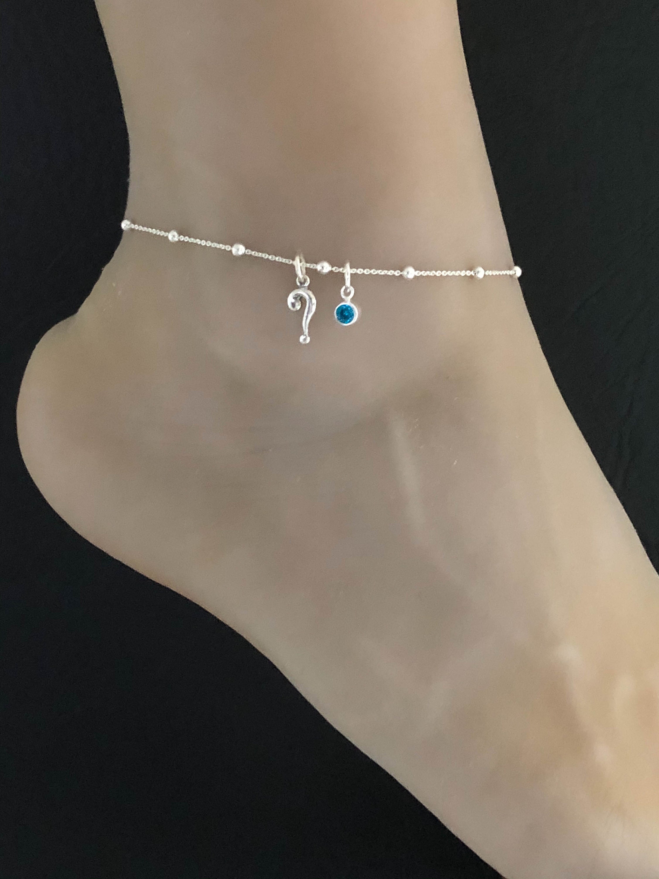 Question Sign Anklet Sterling Silver Beaded Ankle Bracelet | Etsy