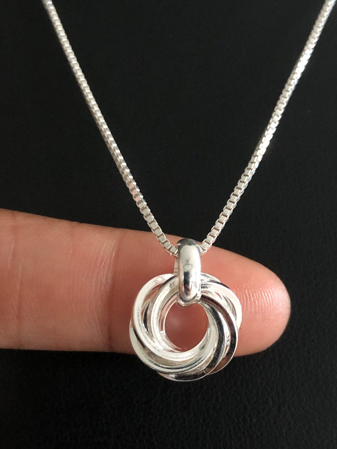 7 Circles Necklace, Sterling Silver 7 Rings Necklace, 70th Birthday ...