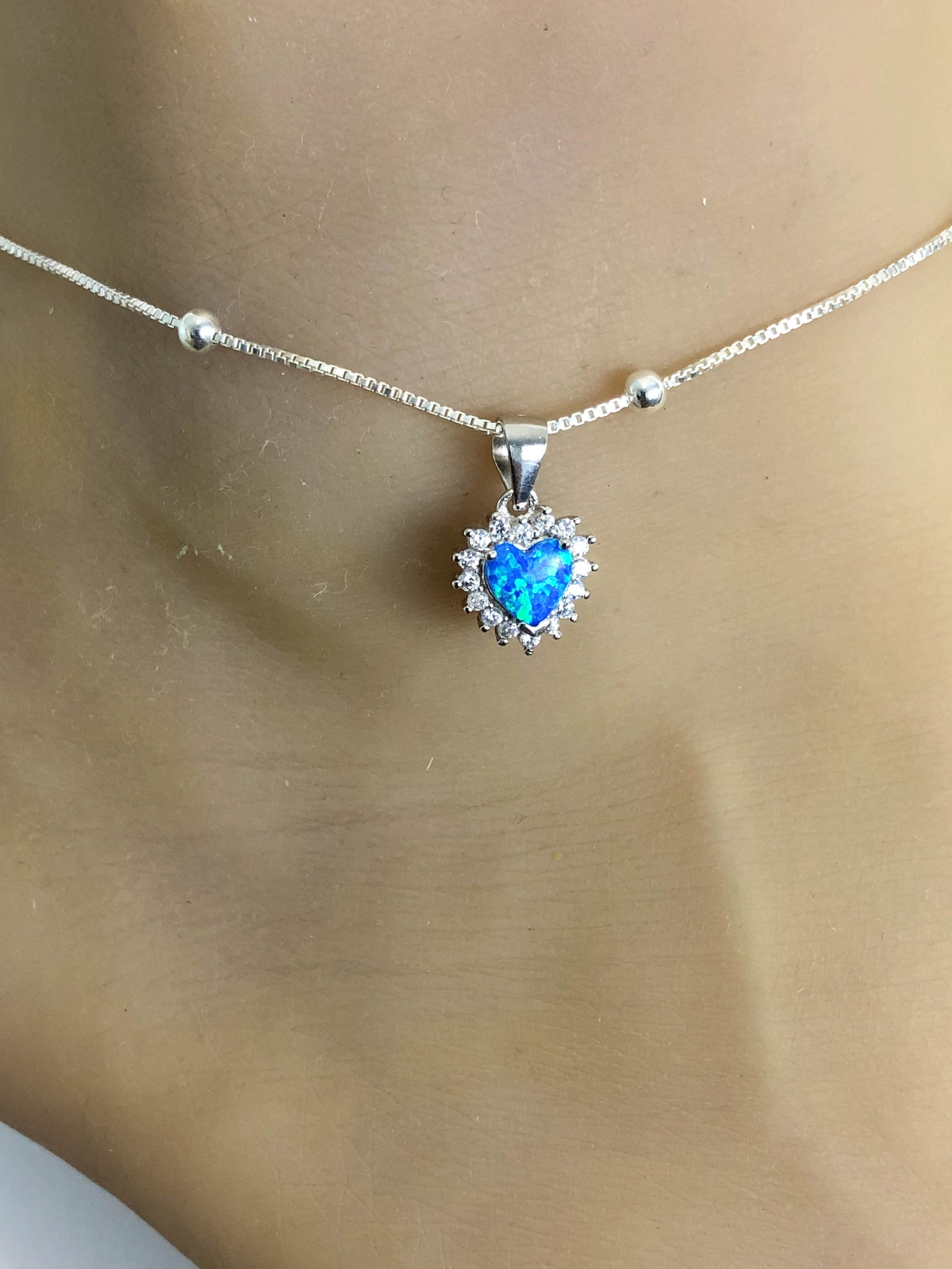 Blue Opal Anklet Sterling Silver Beaded Ankle Bracelet Good | Etsy