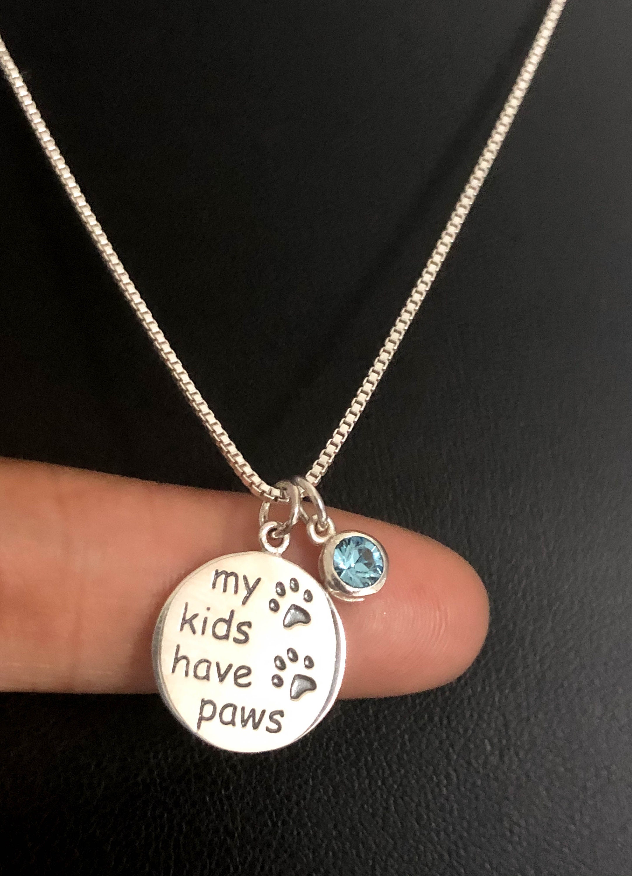Paw Print Necklace Sterling Silver Paw Print Pendant Family | Etsy