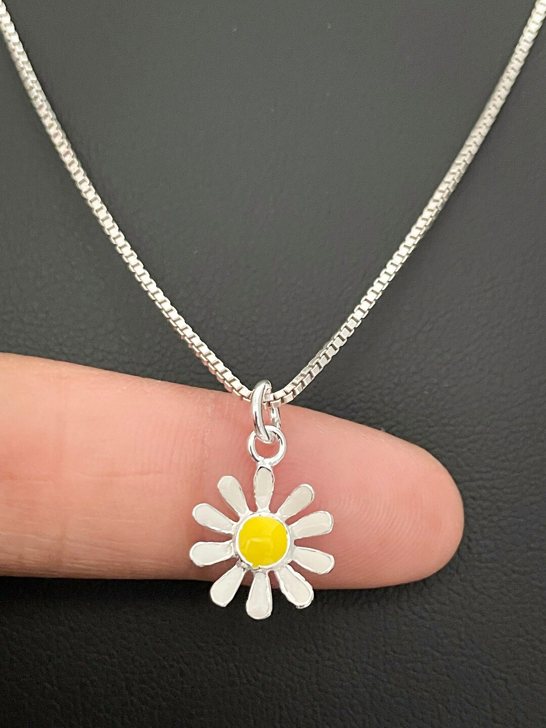 Dainty Daisy Necklace, Sterling Silver Daisy Pendant, Daisy Charm ...