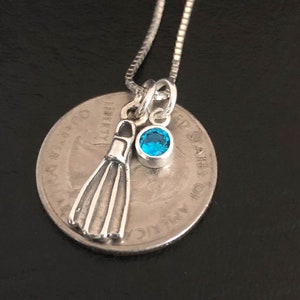 Swim Fin Necklace, Sterling Silver Swim Fin Pendant, Birthstone ...