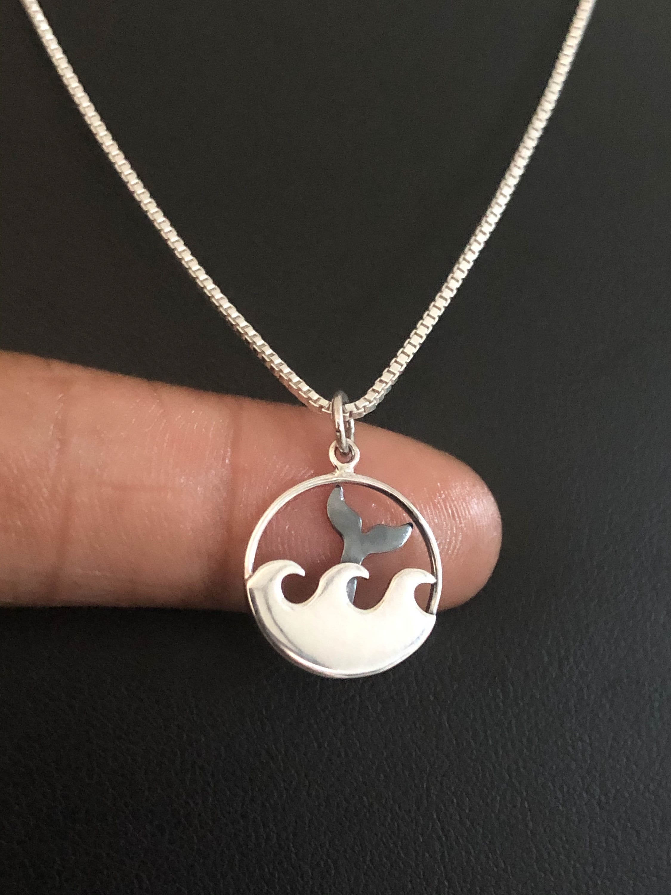 Wave Necklace Sterling Silver Wave Pendant Ocean Wave Charm | Etsy
