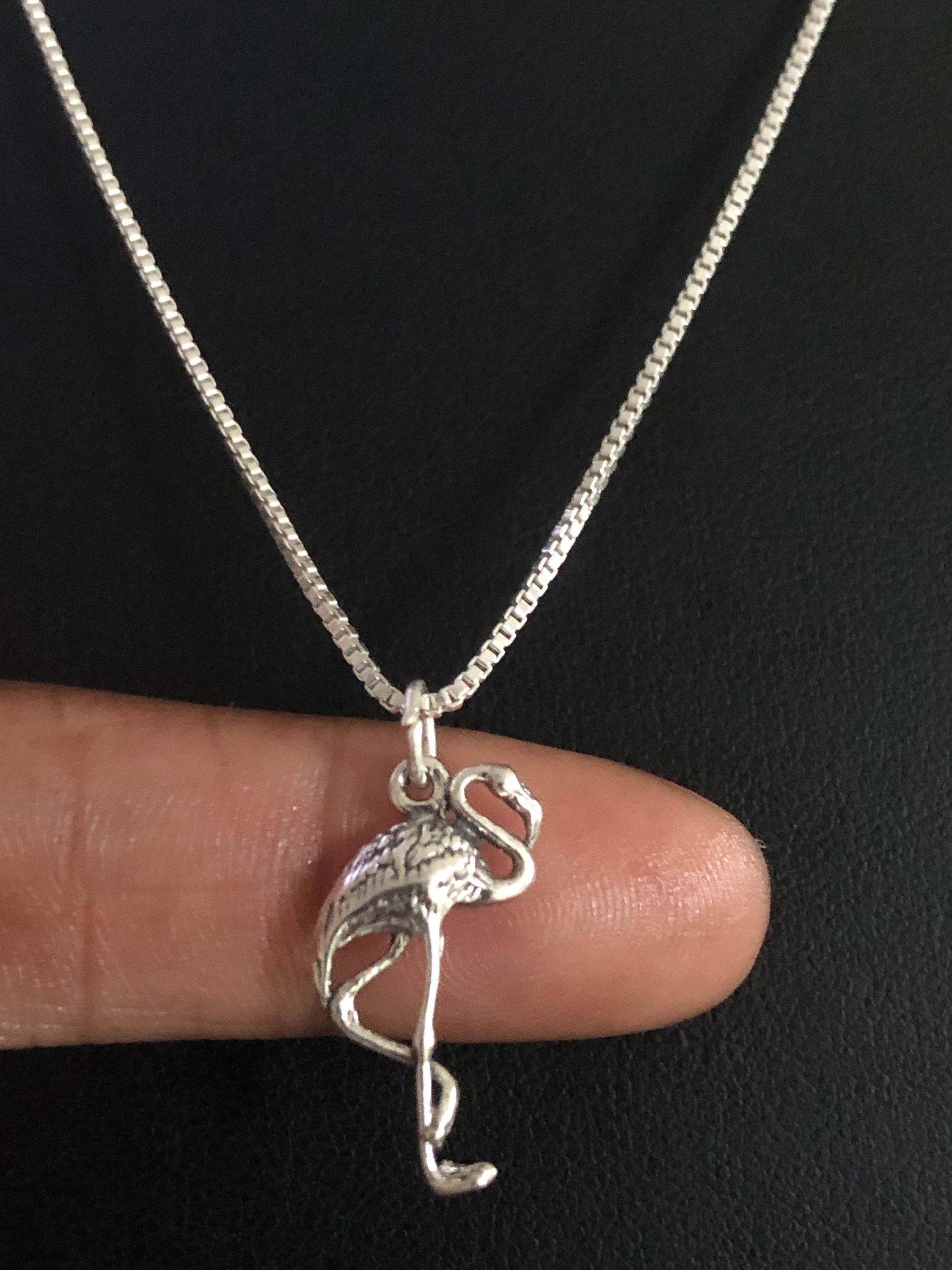 Flamingo Necklace Sterling Silver Flamingo Pendant Flamingo | Etsy