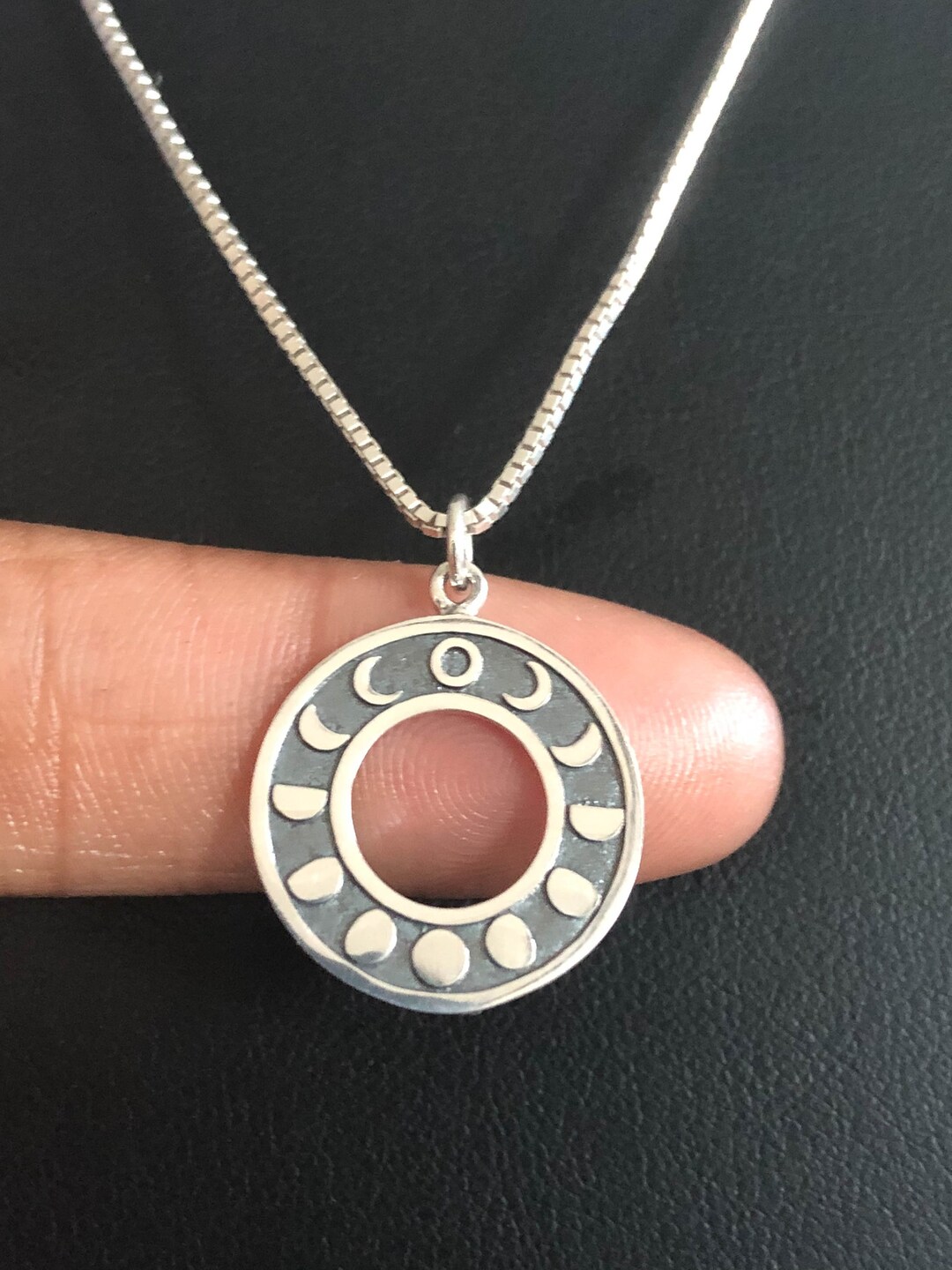 Moon Phase Necklace, Sterling Silver Moon Phase Pendant, Crescent Moon ...