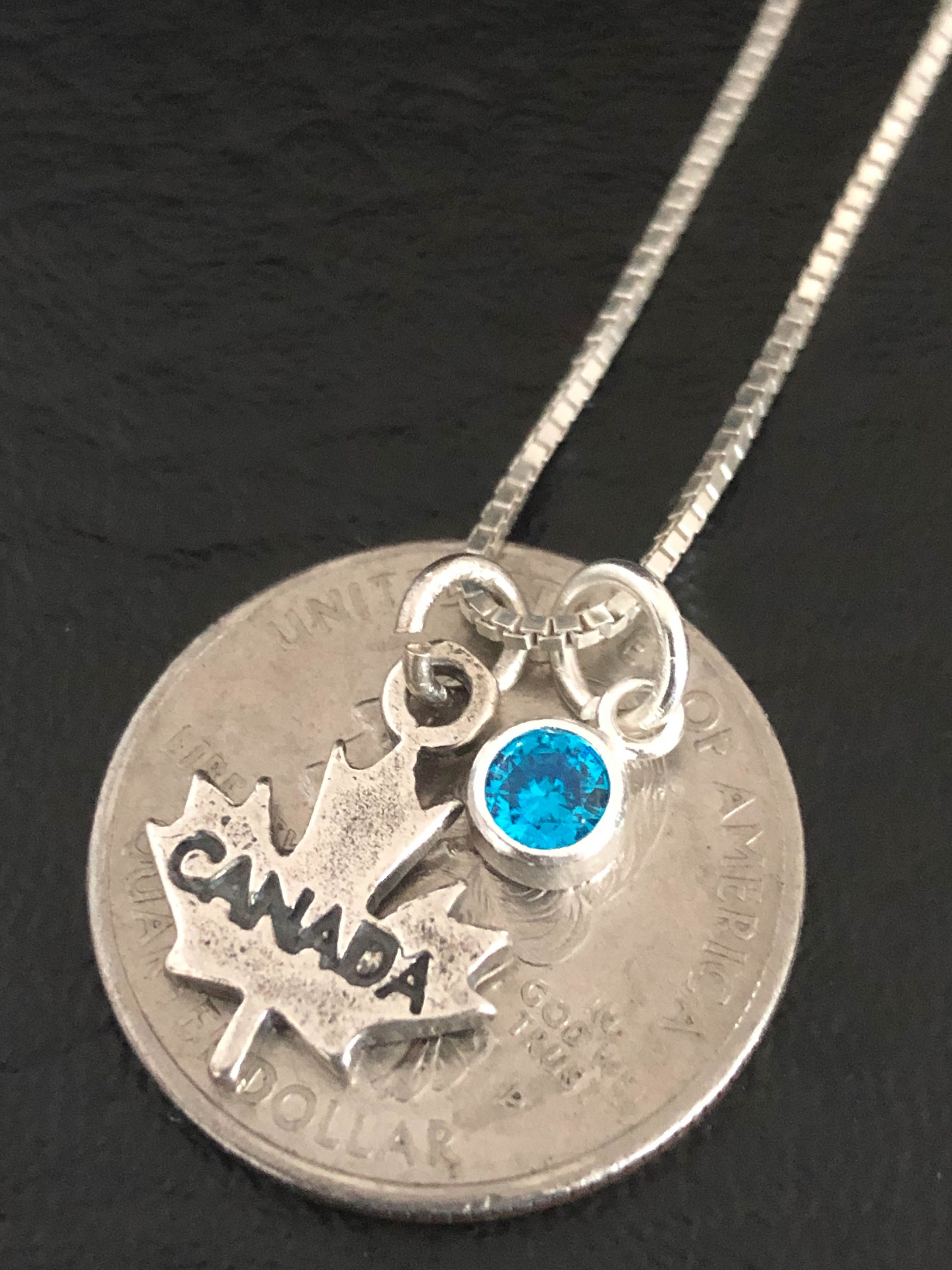 Canadian Flag Necklace Sterling Silver Canadian Flag Pendant | Etsy