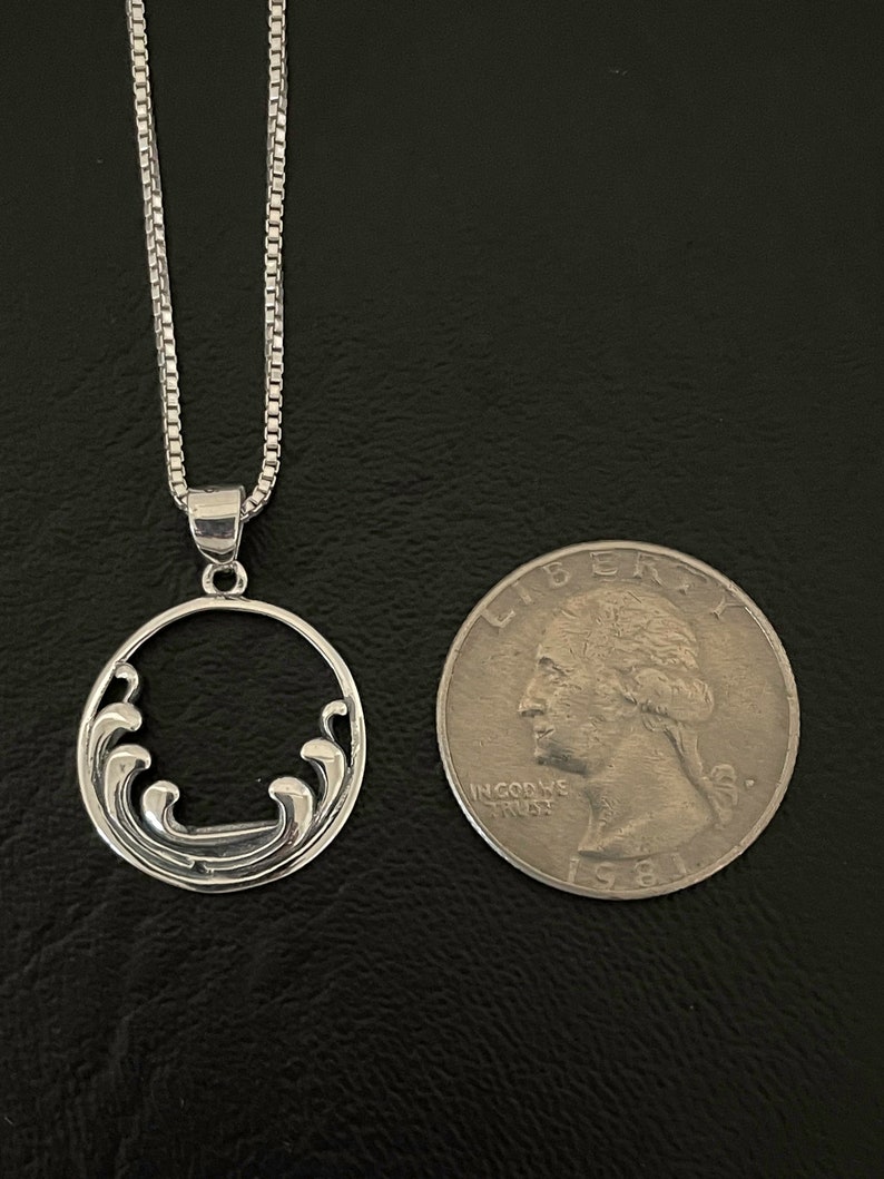 Wave Necklace Sterling Silver Wave Pendant Ocean Wave Charm - Etsy