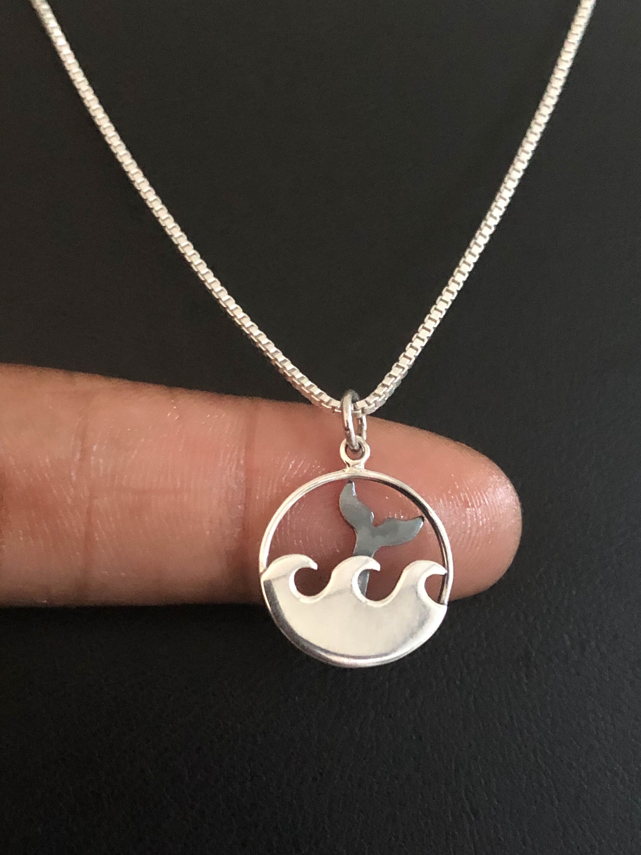 Wave Necklace Sterling Silver Wave Pendant Ocean Wave Charm | Etsy