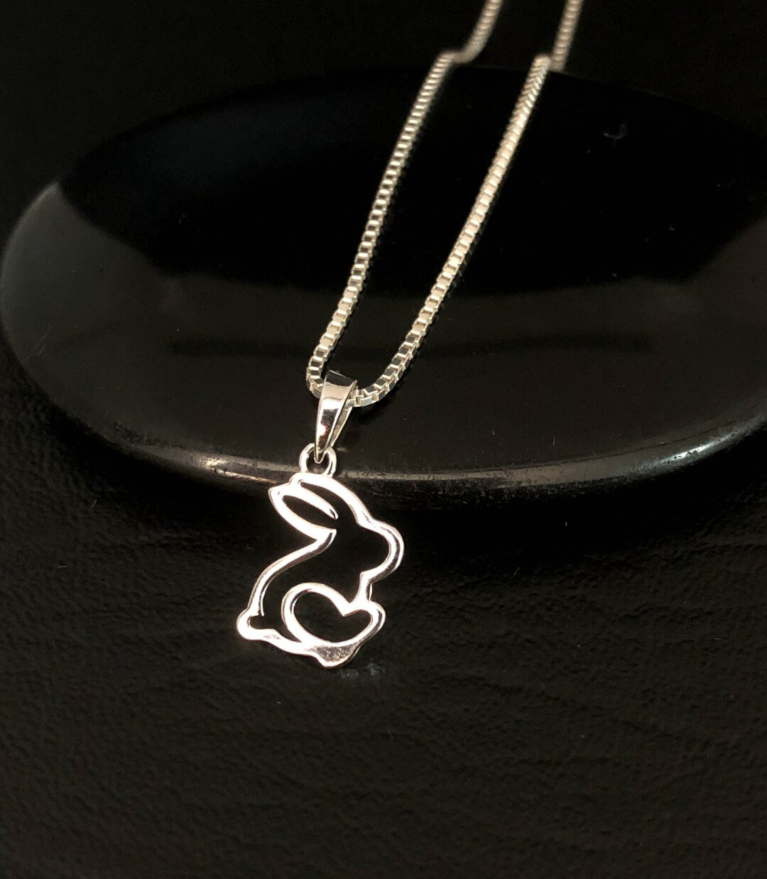 Rabbit Necklace, Sterling Silver Bunny Pendant, Delicate Rabbit Charm ...