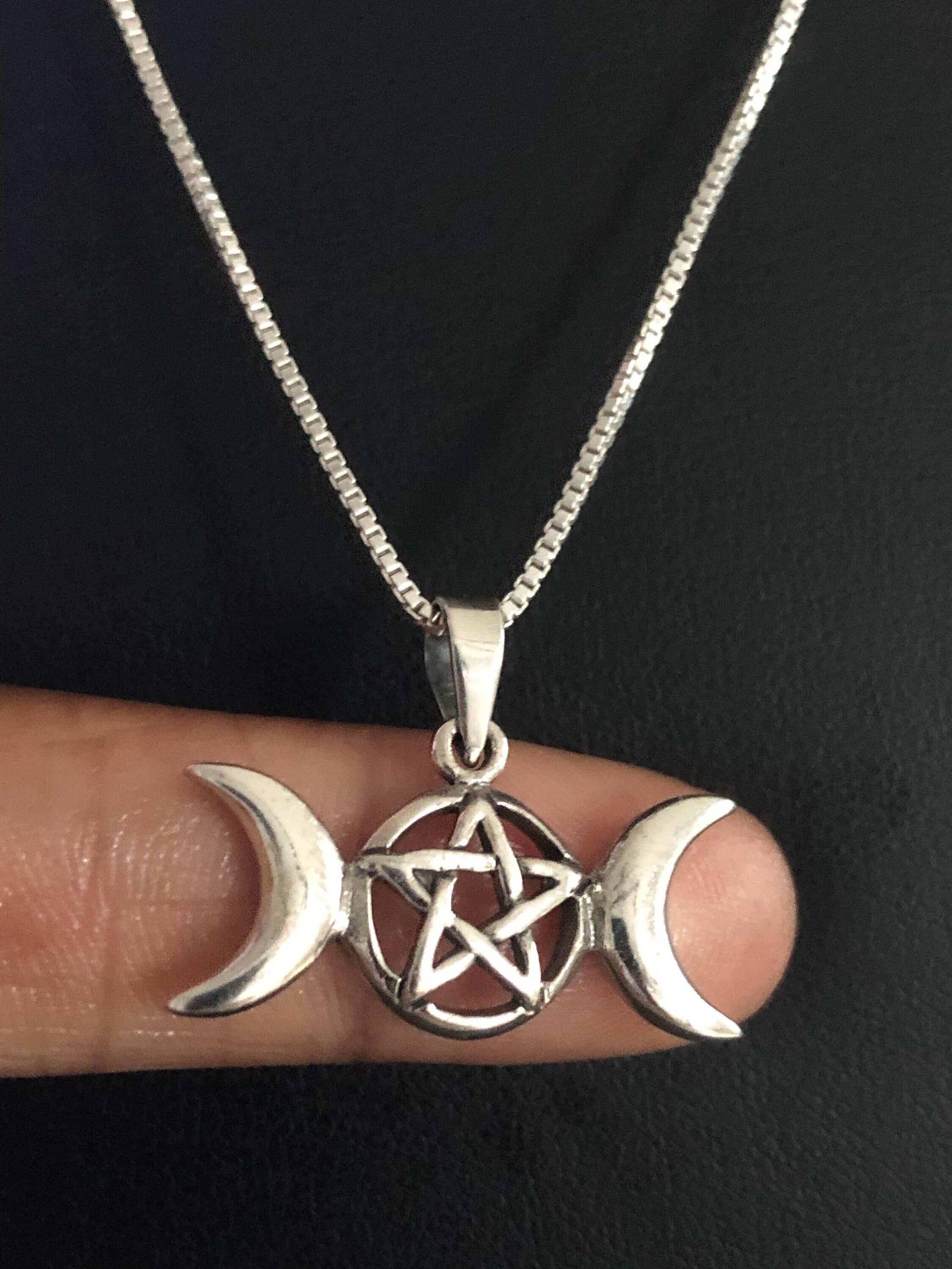 Triple Moon Necklace Sterling Silver Triple Moon Pendant | Etsy
