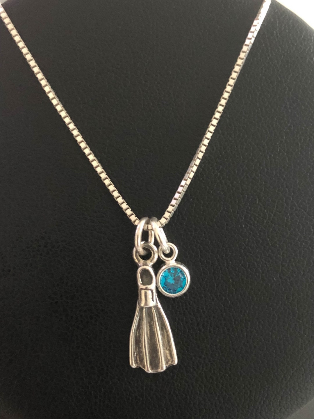Swim Fin Necklace, Sterling Silver Swim Fin Pendant, Birthstone ...