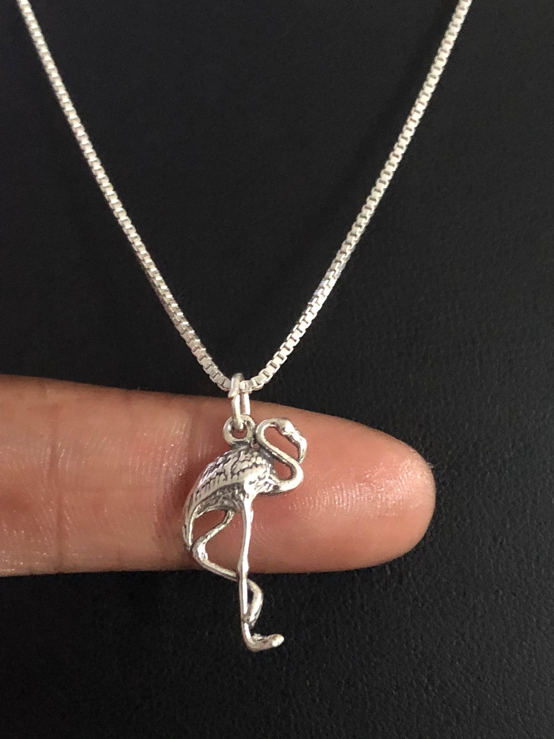 Flamingo Necklace, Sterling Silver Flamingo Pendant, Flamingo Charm ...
