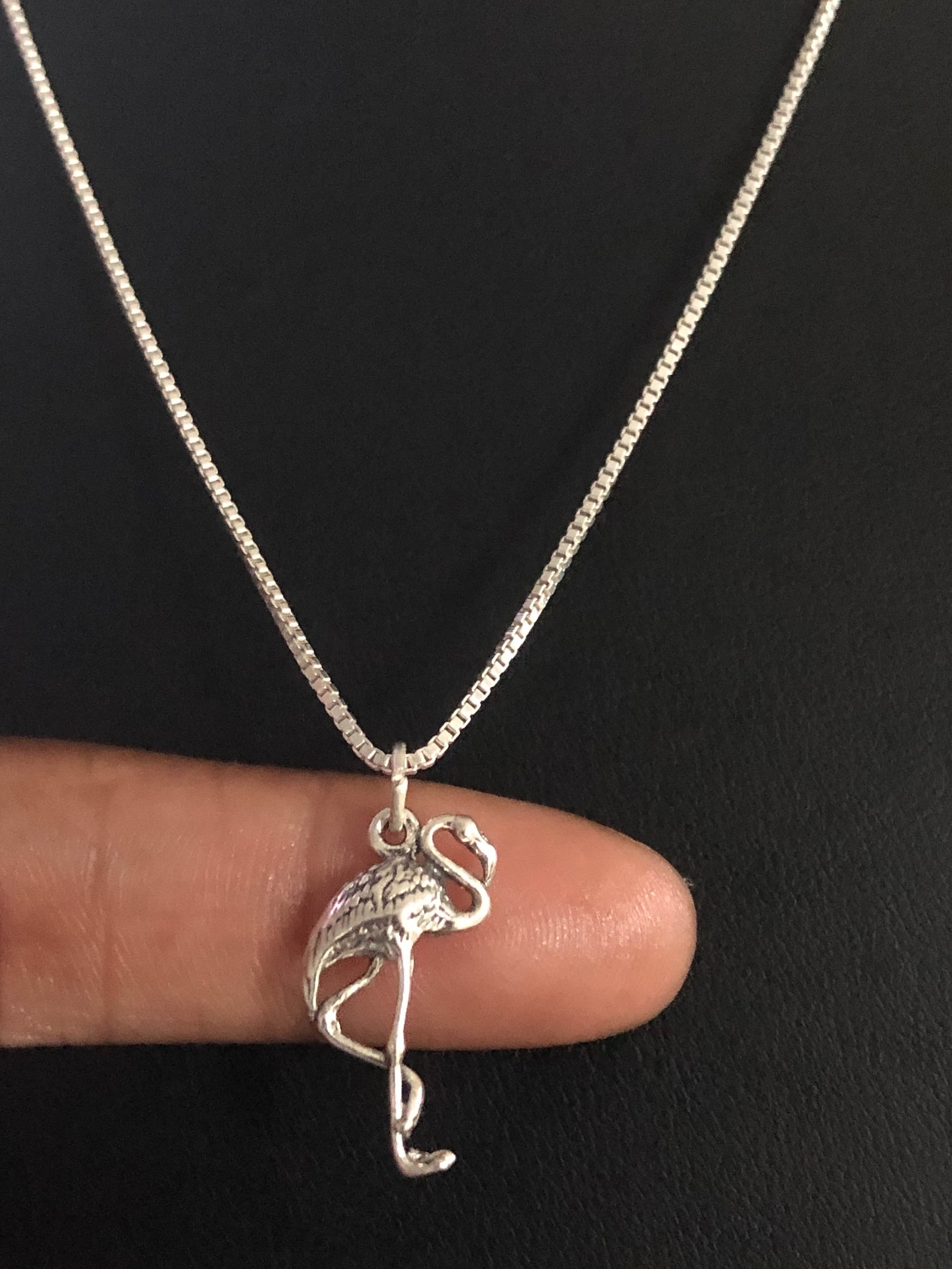 Flamingo Necklace Sterling Silver Flamingo Pendant Flamingo | Etsy