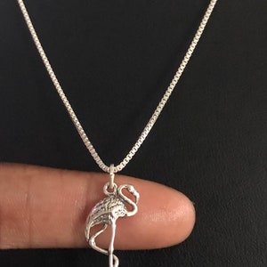 Flamingo Necklace, Sterling Silver Flamingo Pendant, Flamingo Charm ...