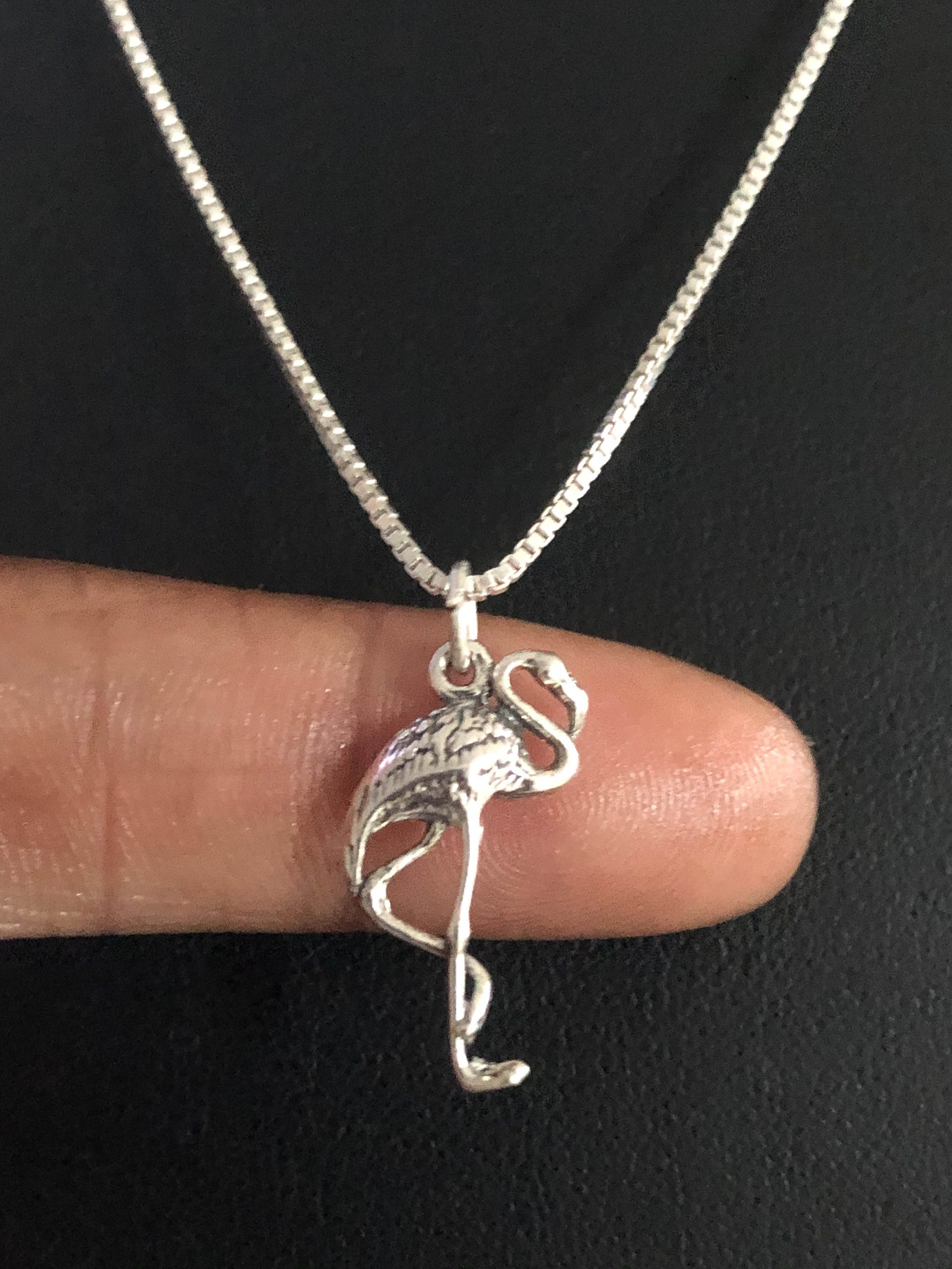 Flamingo Necklace Sterling Silver Flamingo Pendant Flamingo | Etsy