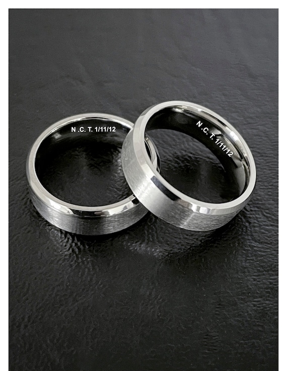 Laser Engraving Titanium Ring Laser Engraving Wedding Band Engagement Band Inside Outside Laser Initials Ring 6MM Laser Titanium Band Etsy