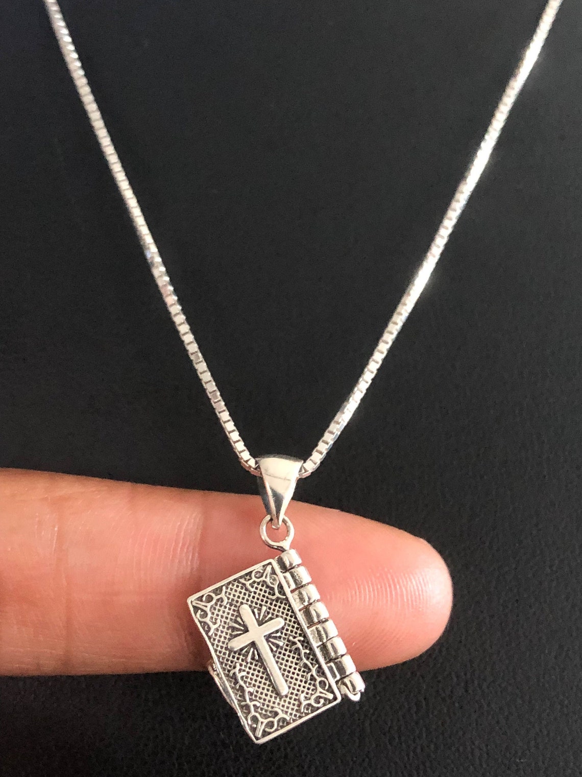 Prayer Book Necklace Sterling Silver Prayer Book Pendant | Etsy