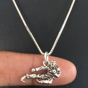 Karate Necklace, Sterling Silver Karate Pendant, Karate Kick Charm ...