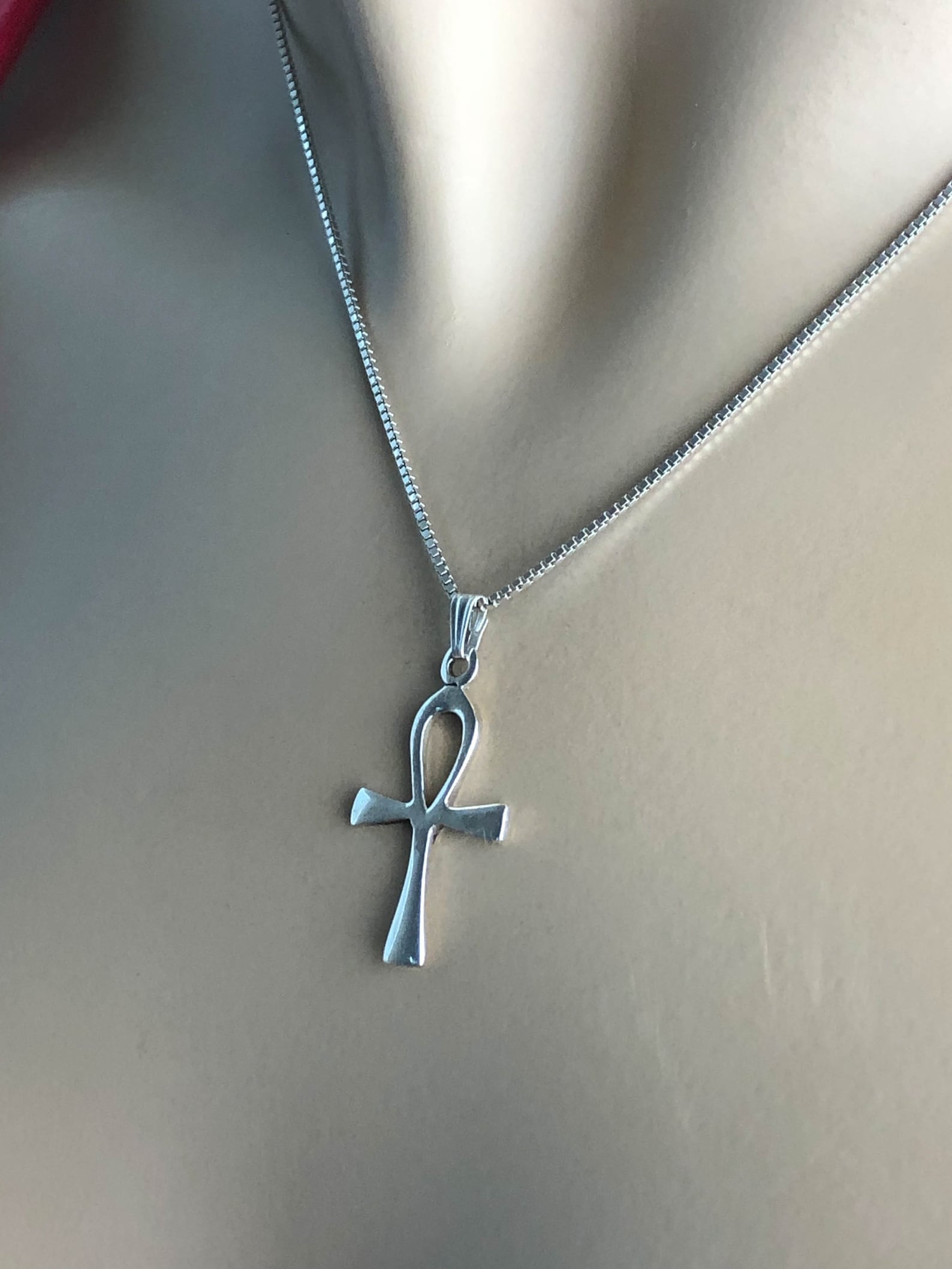 Dainty Ankh Necklace, Sterling Silver Ankh Pendant, Egyptian Necklace ...