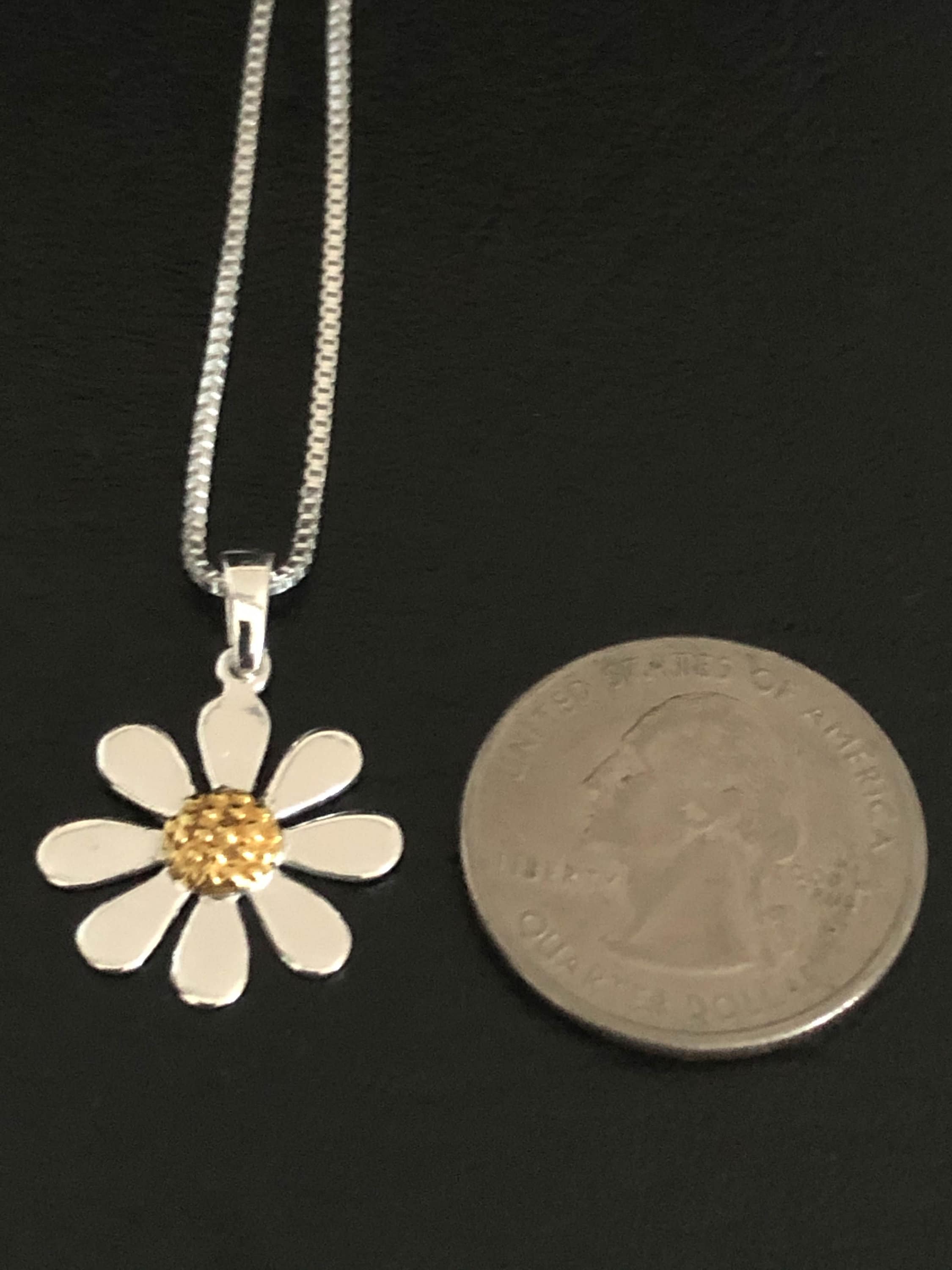 Dainty Daisy Necklace, Sterling Silver Daisy Pendant, Daisy Charm ...