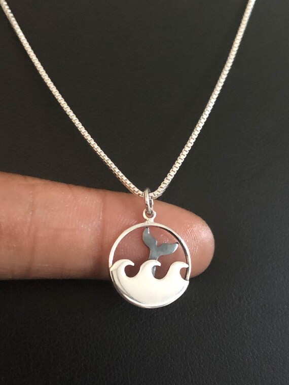 Wave Necklace Sterling Silver Wave Pendant Ocean Wave Charm | Etsy