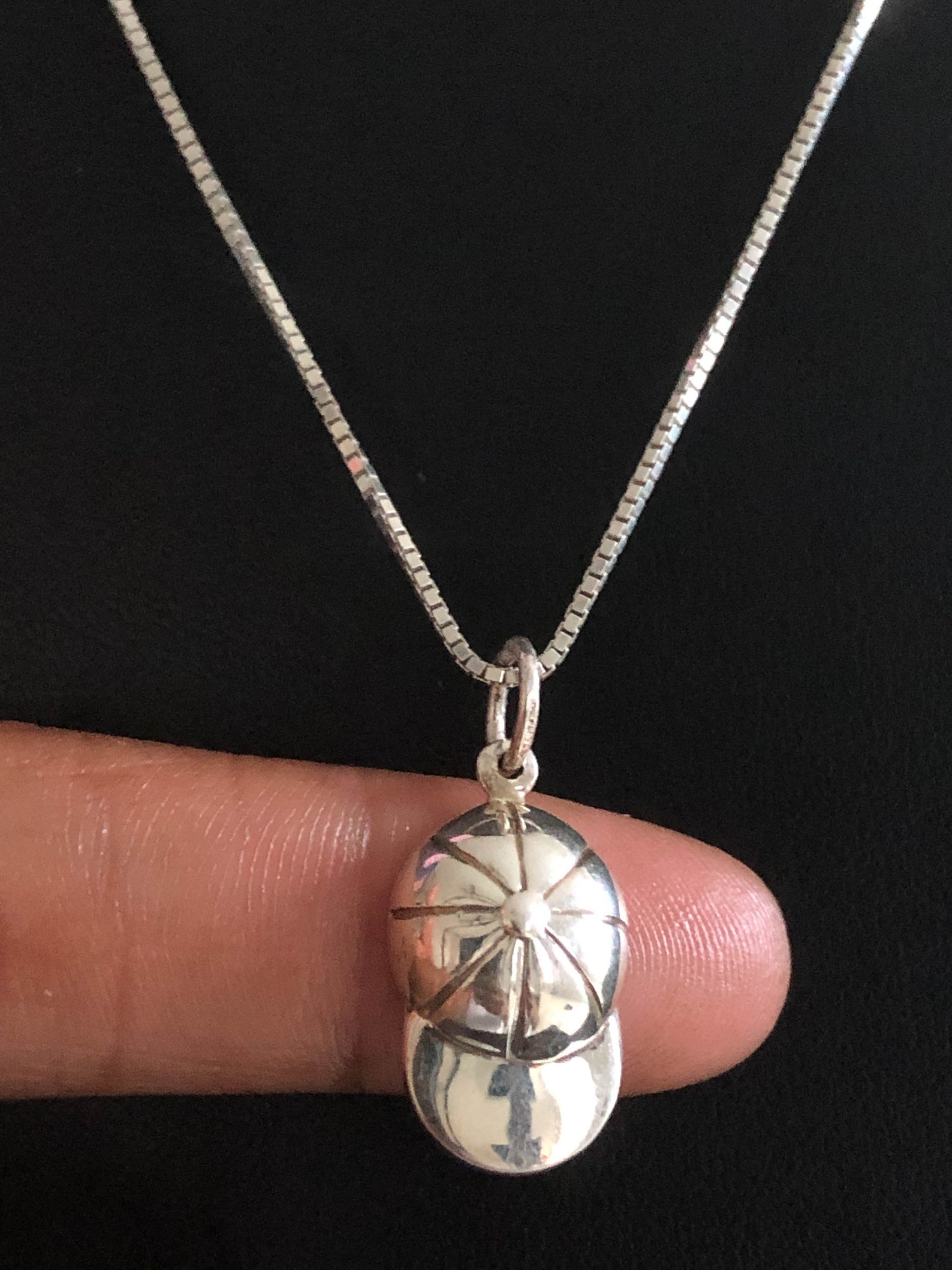 Baseball Cap Necklace Sterling Silver Baseball Cap Pendant - Etsy