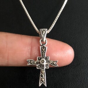 Marcasite Cross Necklace, Sterling Silver Marcasite Cross Pendant ...