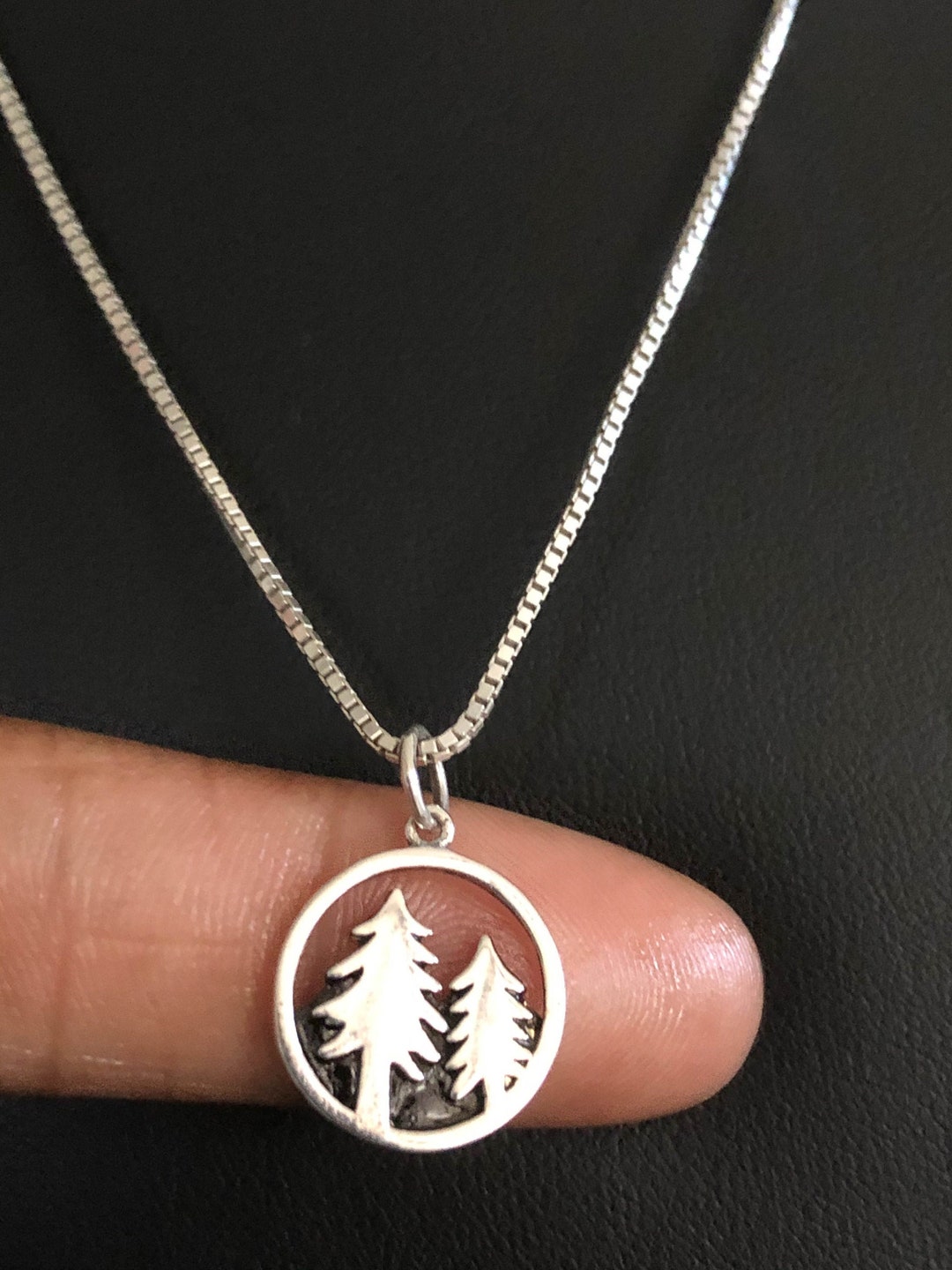 Pine Tree Necklace, Sterling Silver Pine Tree Pendant, Mountain Range ...
