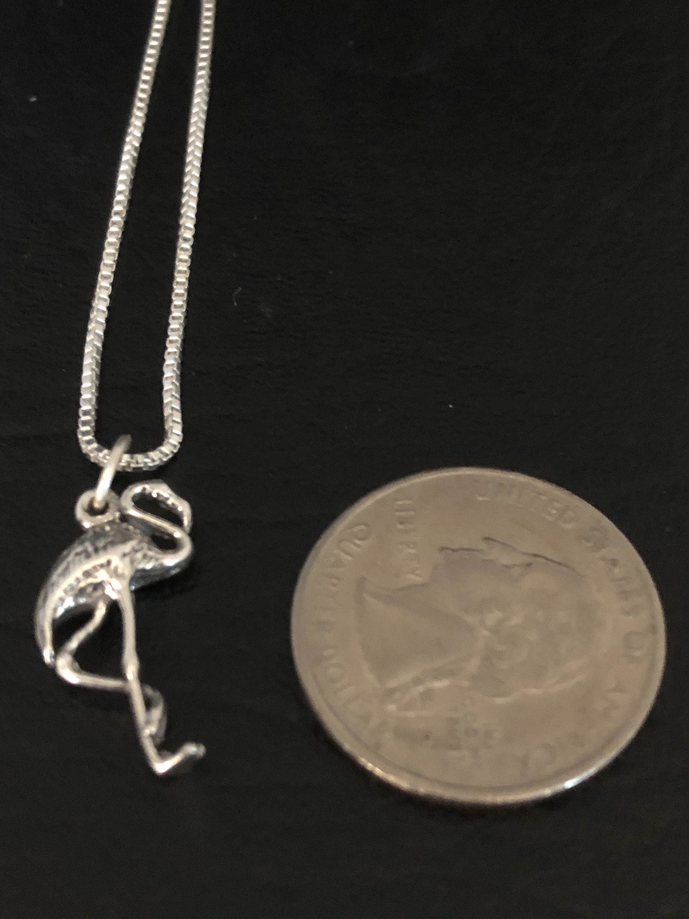Flamingo Necklace, Sterling Silver Flamingo Pendant, Flamingo Charm ...