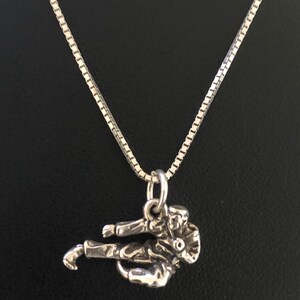 Karate Necklace, Sterling Silver Karate Pendant, Karate Kick Charm ...