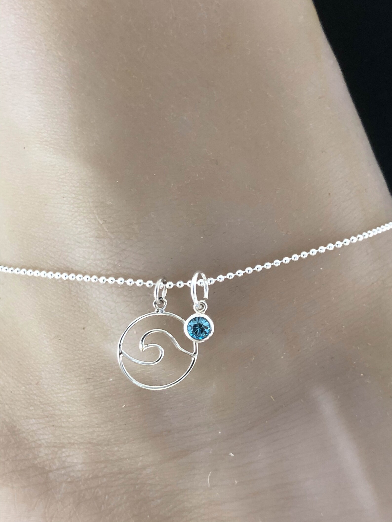 Beach Wave Anklet, Sterling Silver Beaded Ankle Bracelet, Good Luck ...