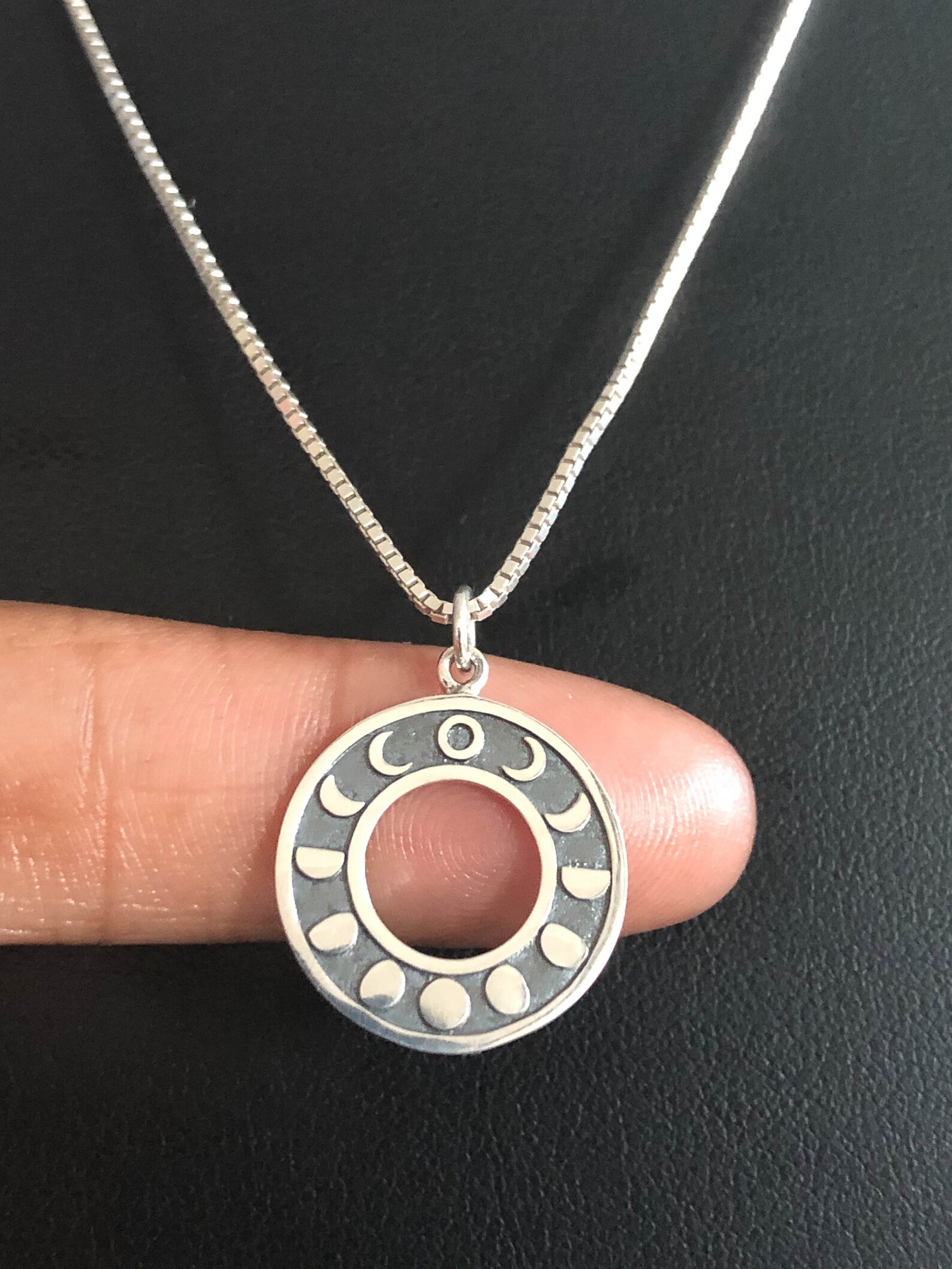 Moon Phase Necklace, Sterling Silver Moon Phase Pendant, Crescent Moon ...