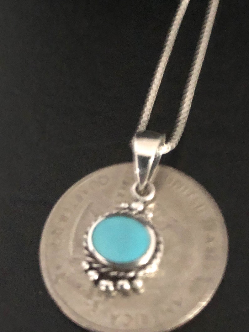 Genuine Turquoise Necklace, Sterling Silver Turquoise Pendant, December ...