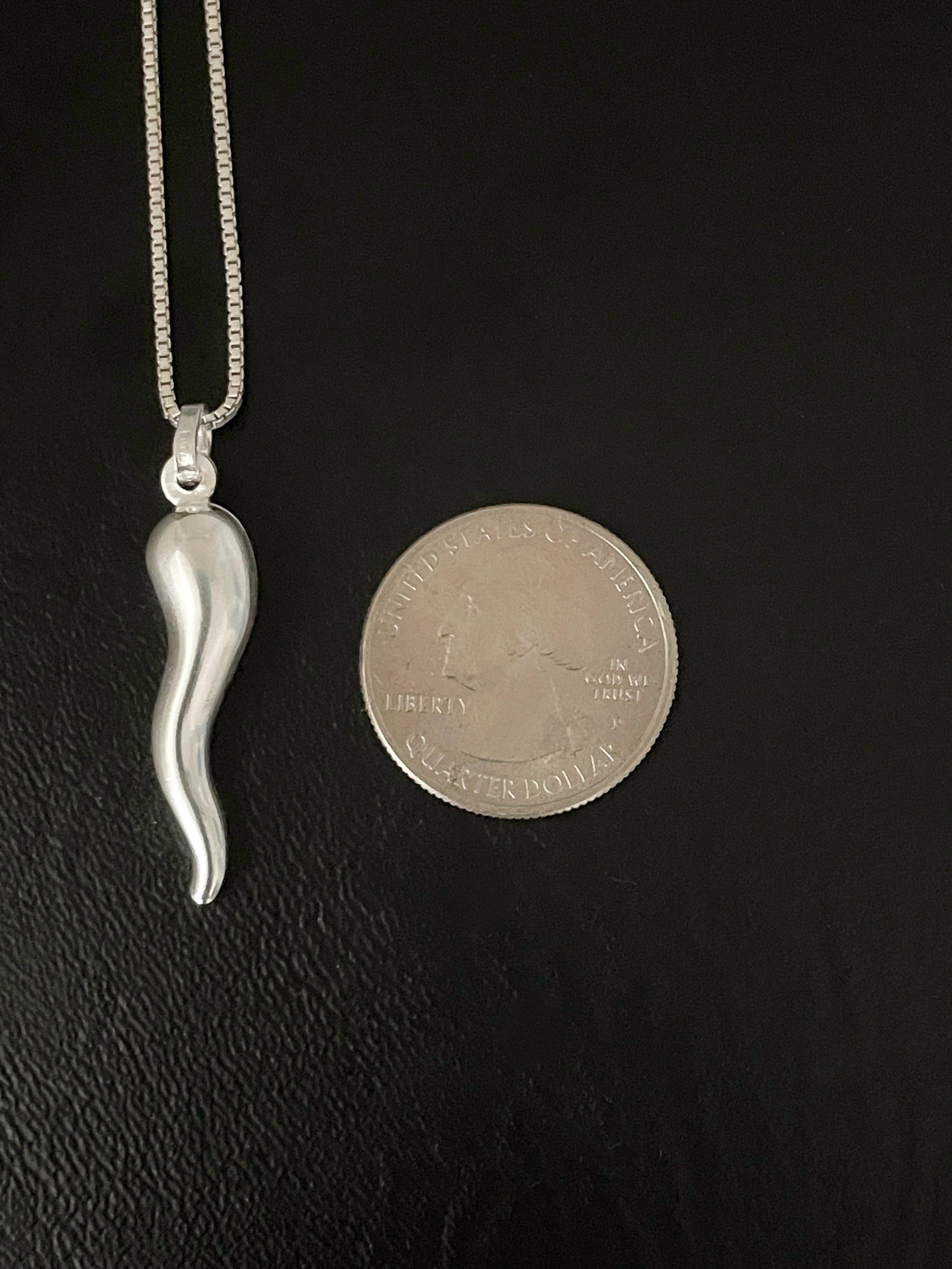 Italian Horn Necklace, Sterling Silver Italian Horn Pendant, Chili ...