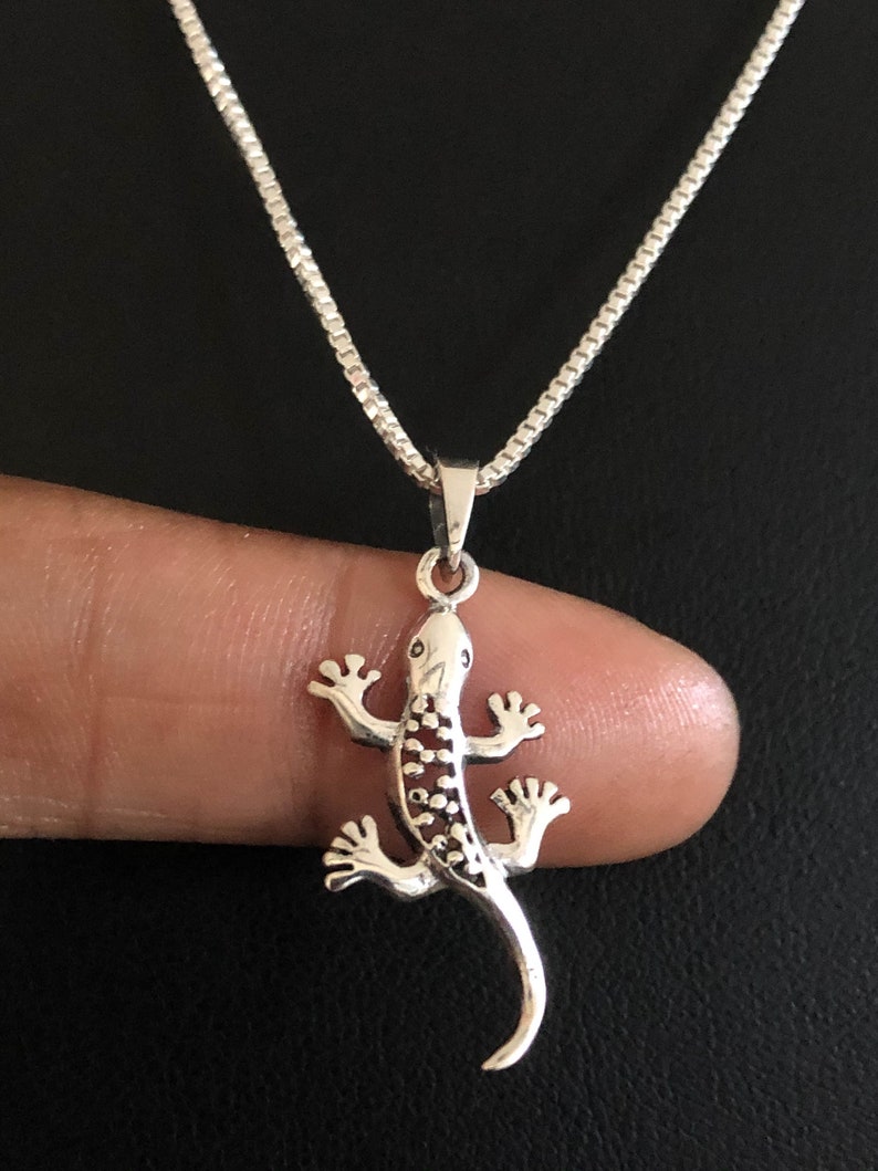 Lizard Necklace Sterling Silver Lizard Pendant Lizard Charm - Etsy