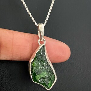 Natural Raw Chrome Diopside Pendant, Sterling Silver Chrome Diopside ...