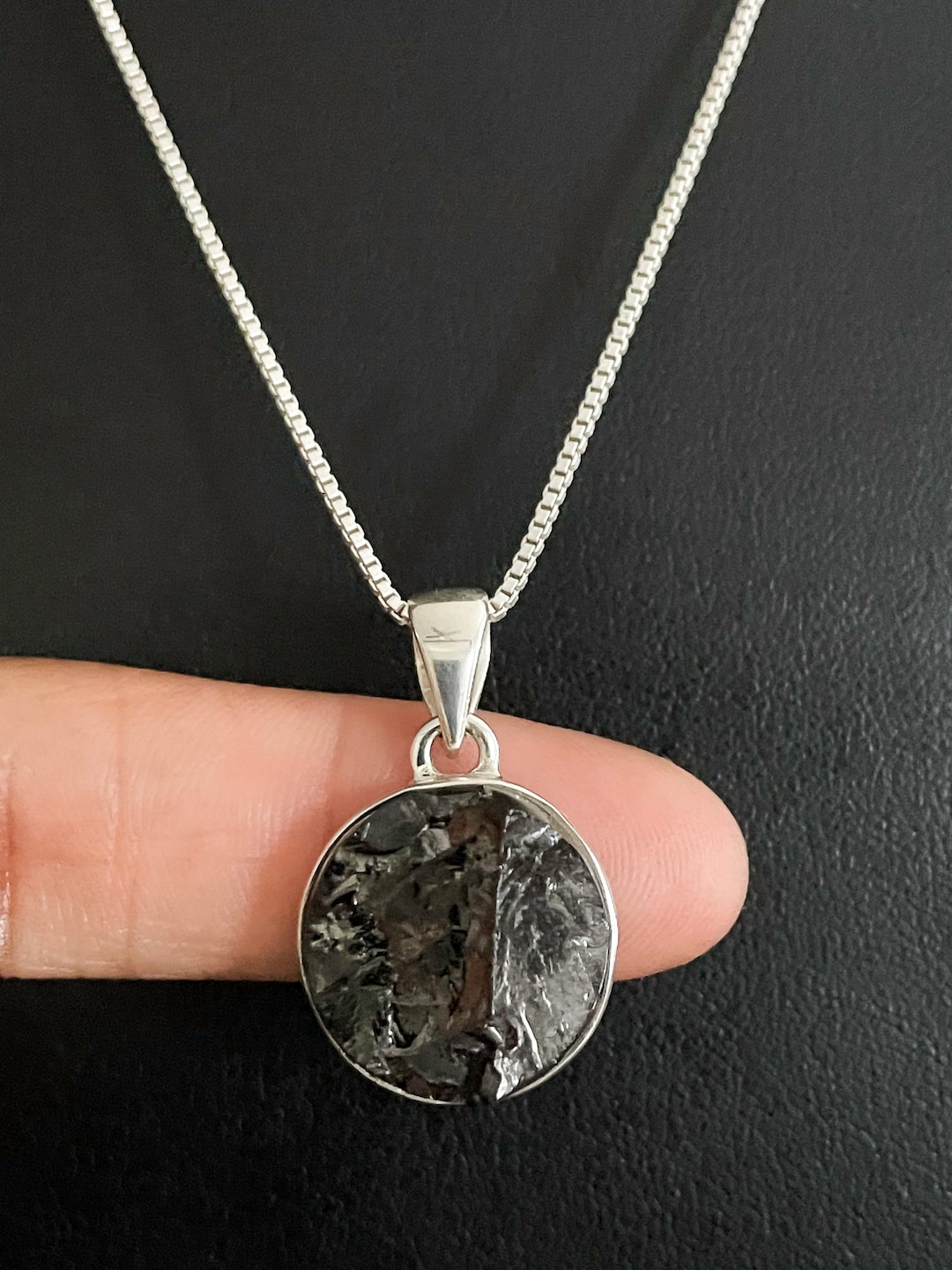 Genuine Shungite Noble Necklace, Sterling Silver Noble Shungite Pendant ...