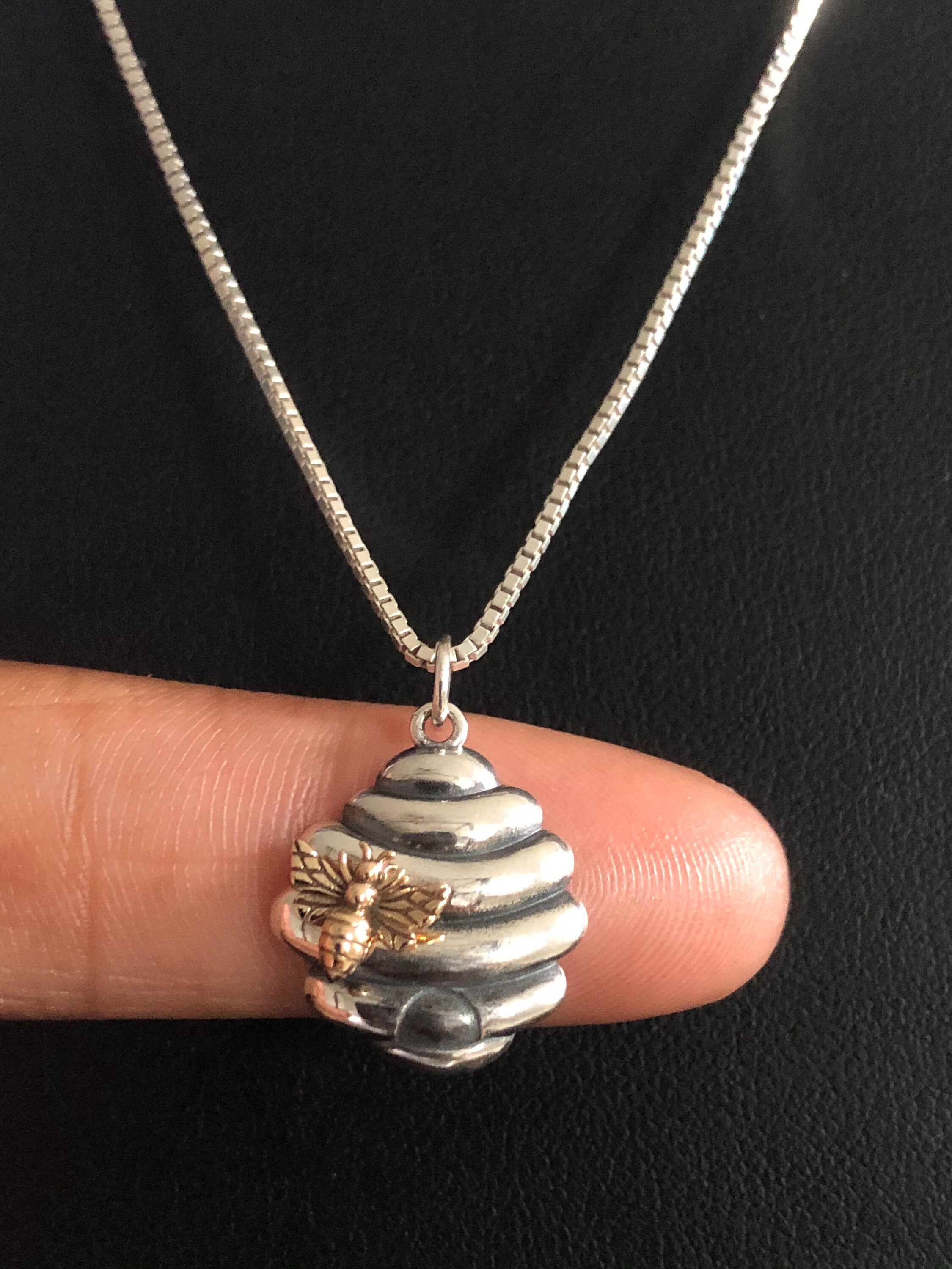 Beehive Necklace, Sterling Silver Beehive Pendant, Beehive Charm With ...