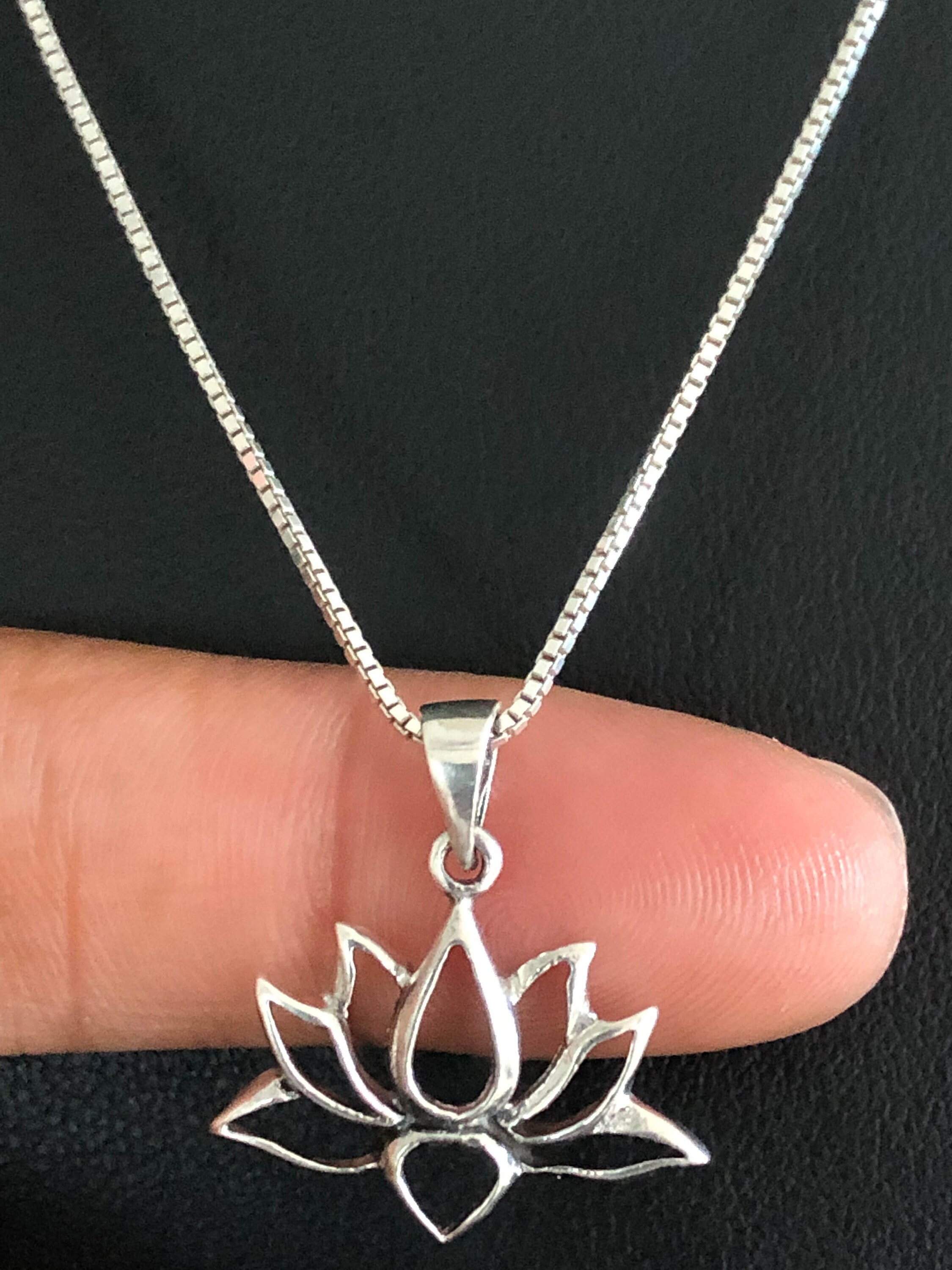 Lotus Flower Necklace Sterling Silver Lotus Flower Pendant | Etsy